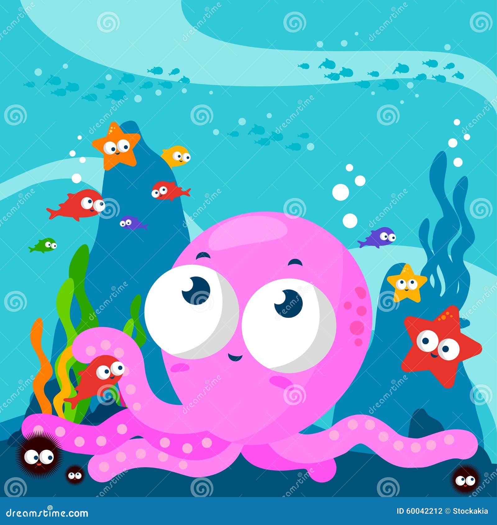 Octopus Swimming Under the Sea. Vector Illustration Stock Vector ...