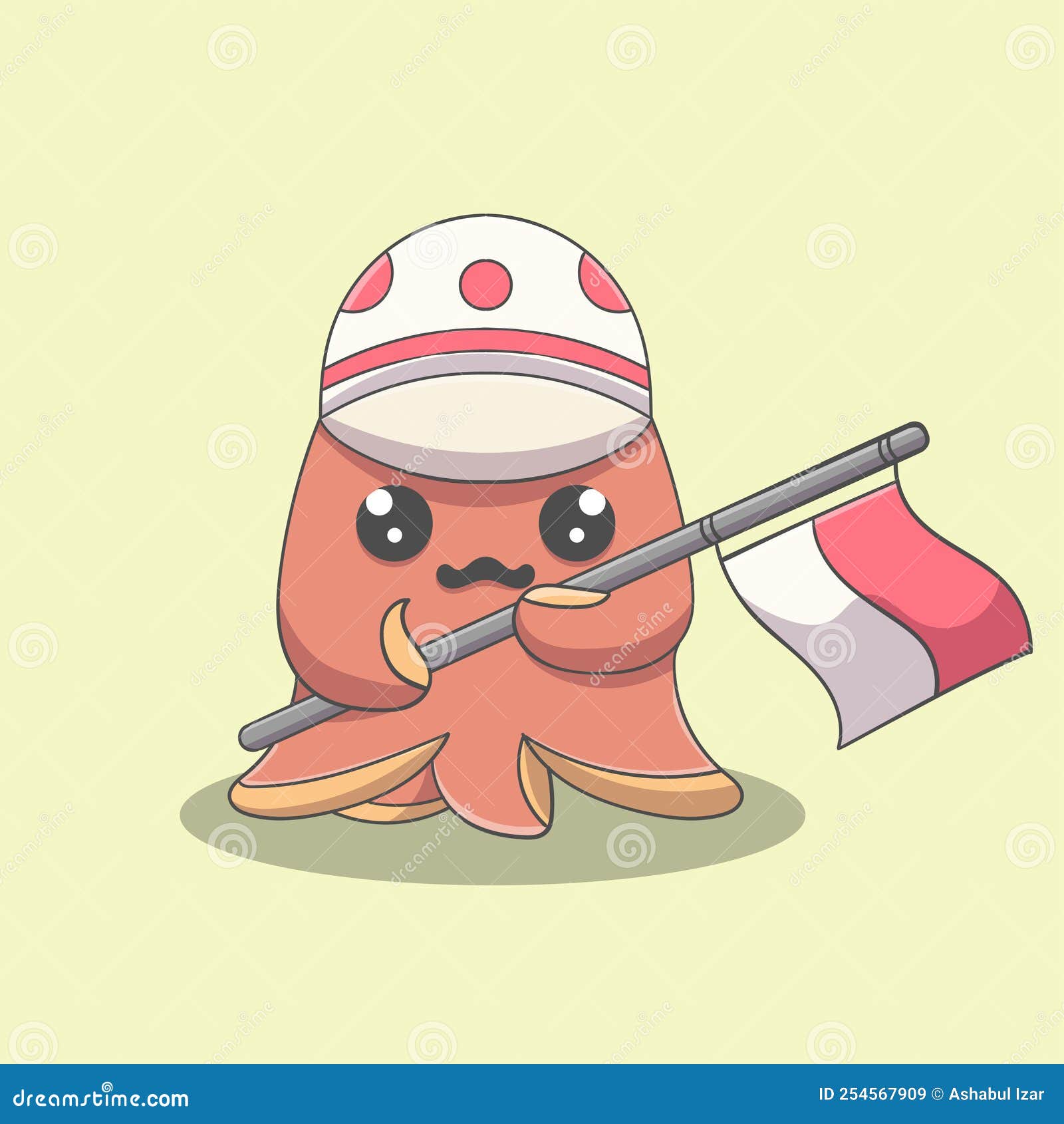Octopus with flag stock vector. Illustration of cute - 254567909