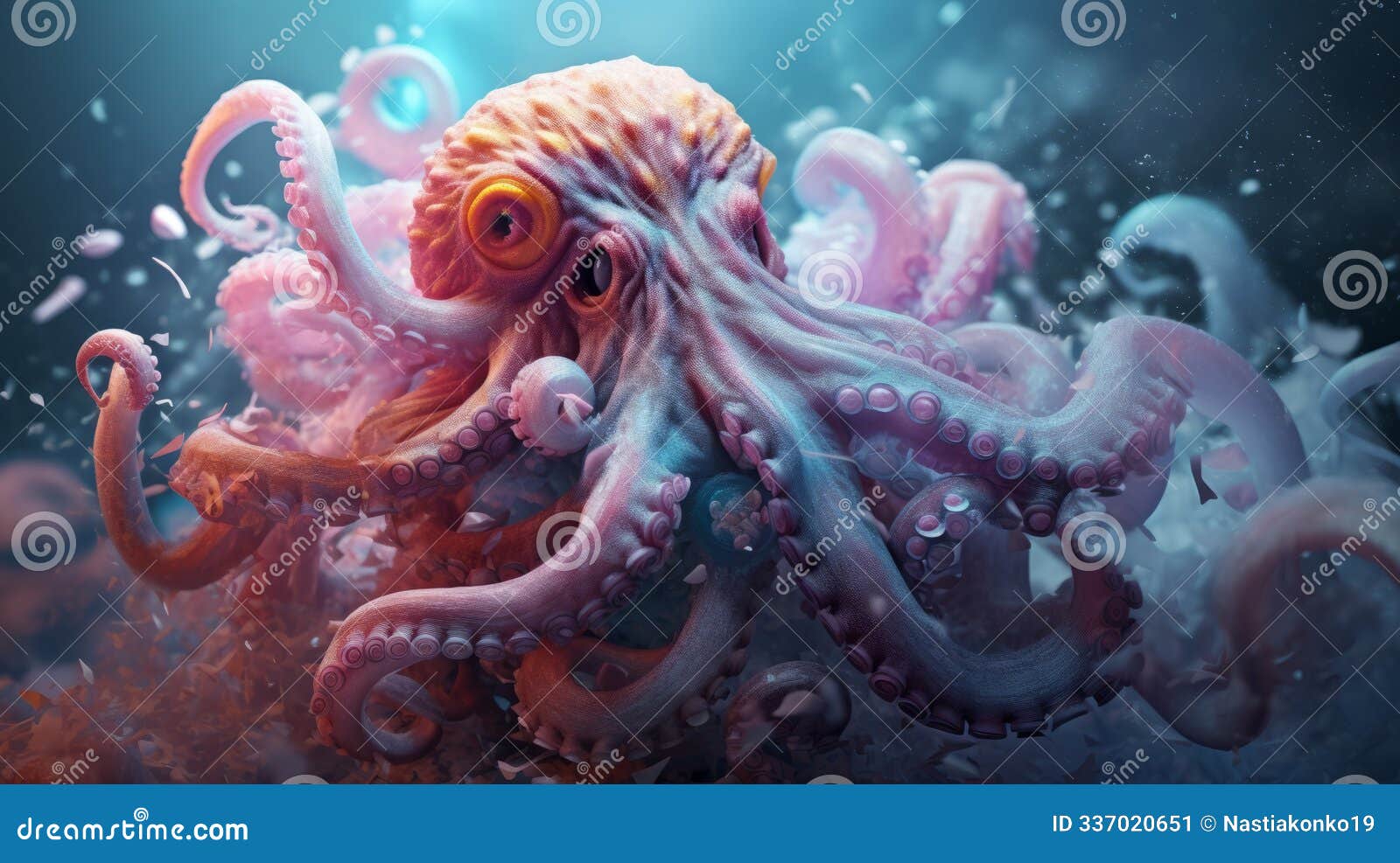 An Octopus is Floating in the Water Stock Image - Image of double ...
