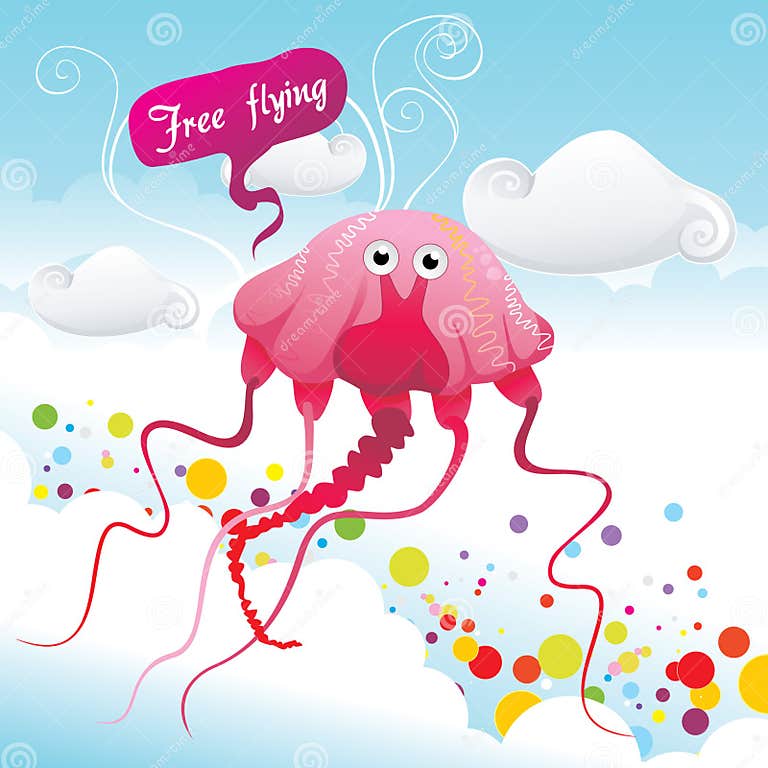Octopus flying abstract stock vector. Illustration of color - 19542862