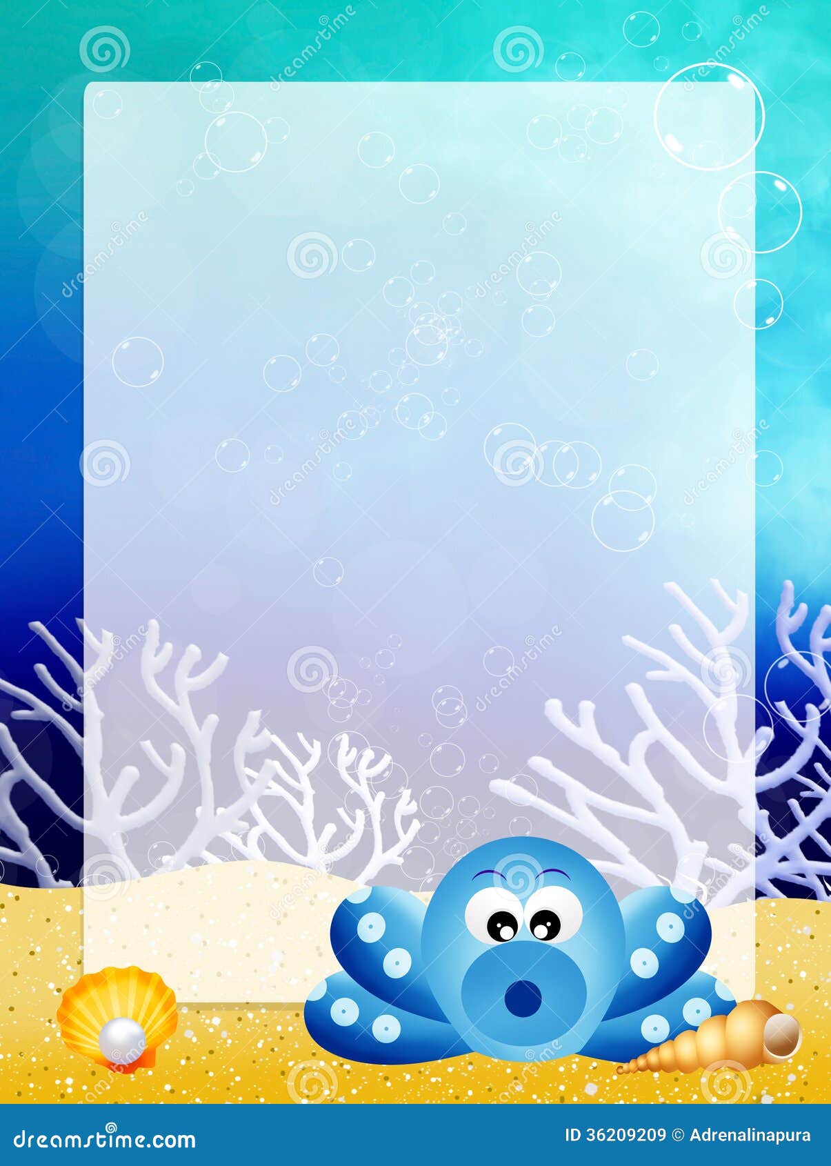 Octopus with frame stock illustration. Illustration of frame - 36209209