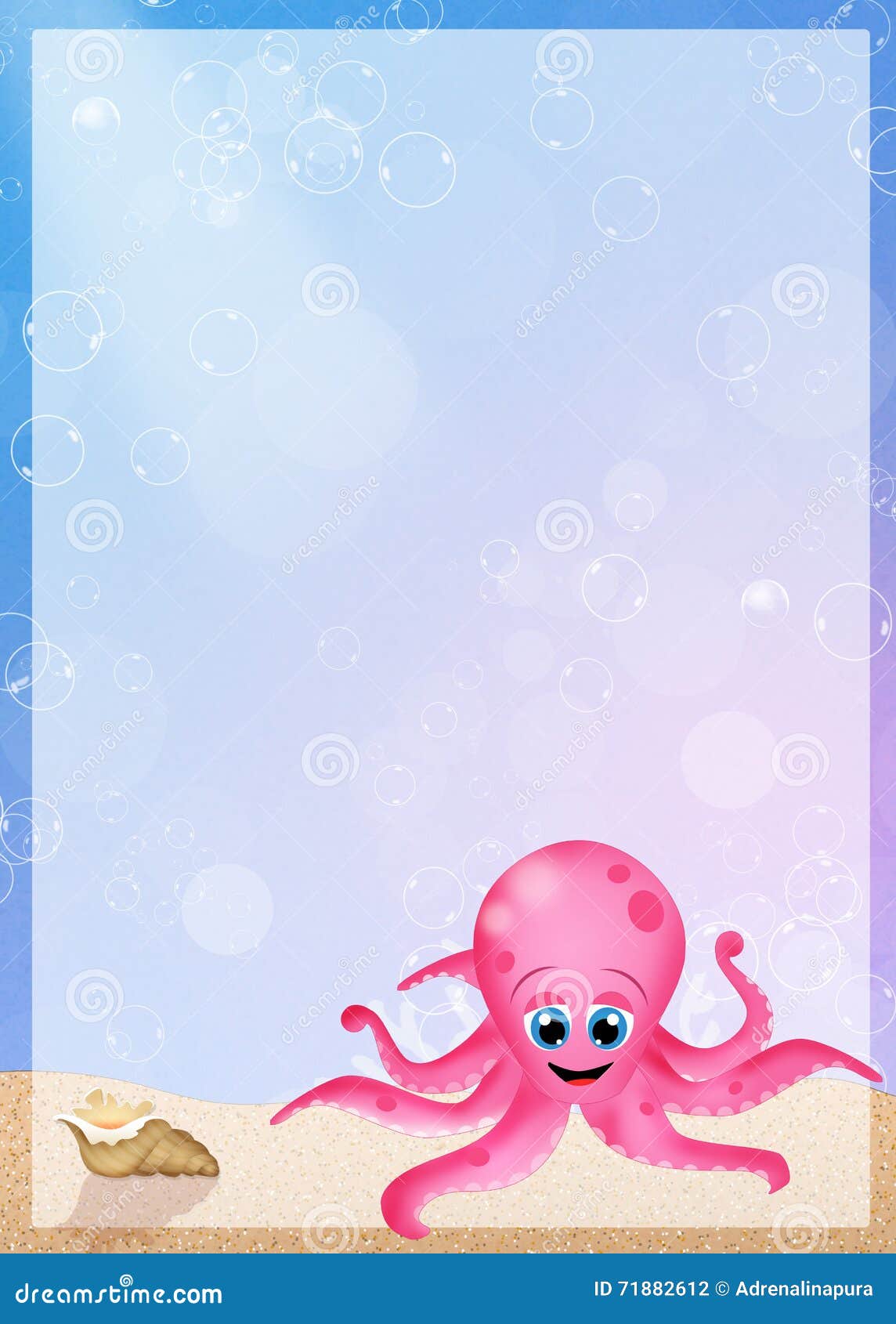 Octopus with frame stock illustration. Illustration of animal - 71882612