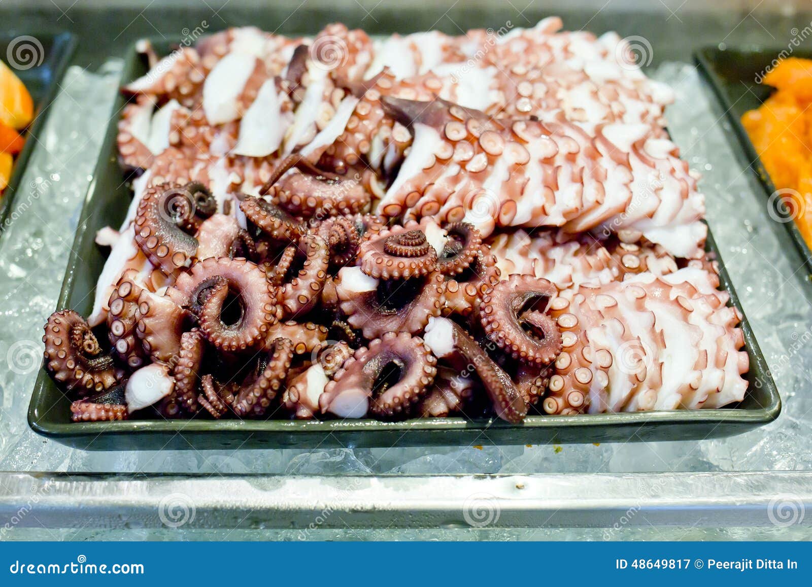 Octopus Fresh Raw Sashimi Buffet, Japanese Sushi Stock Image - Image of ...