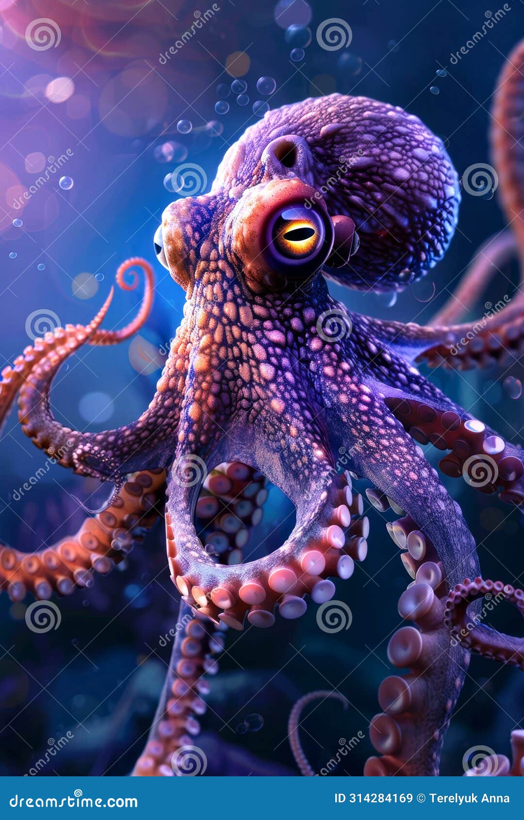 Octopus is Funny Friendly Intelligent Creature Stock Image - Image of ...