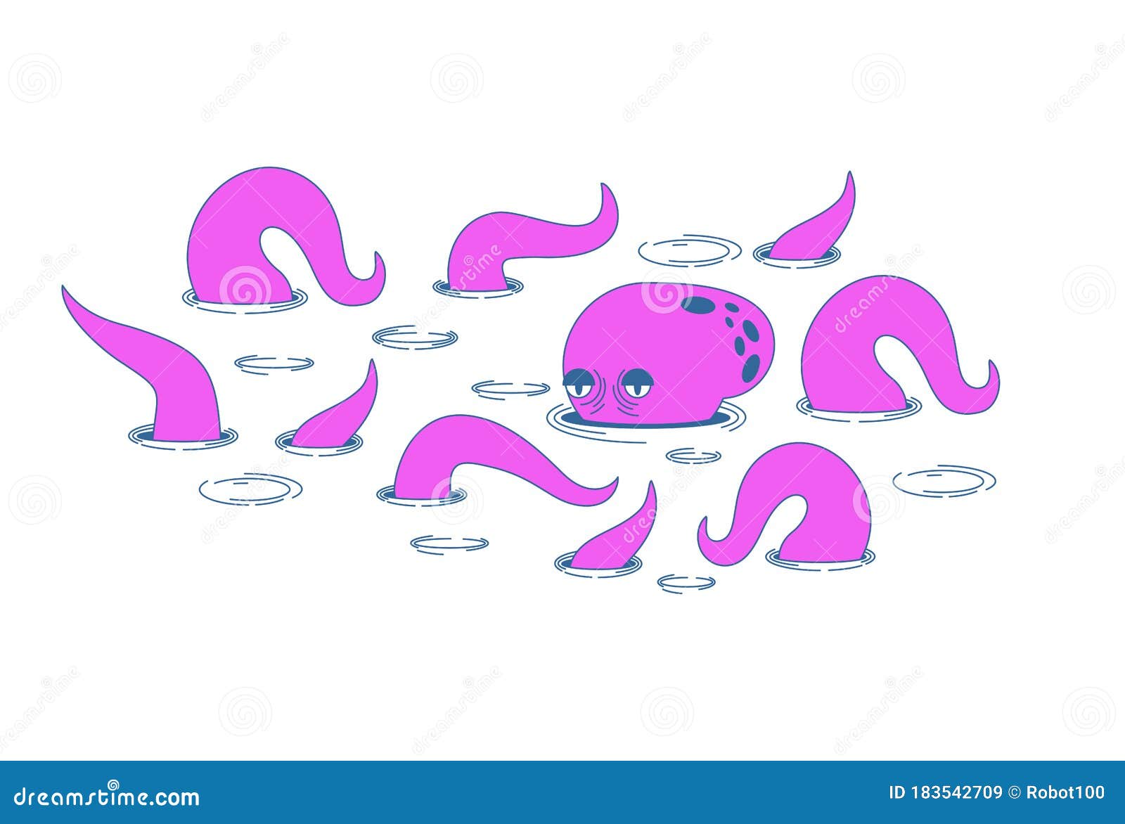 Octopus in Geïsoleerde Zee. Dode Vis in De Oceaan. Pluimvee Vector ...