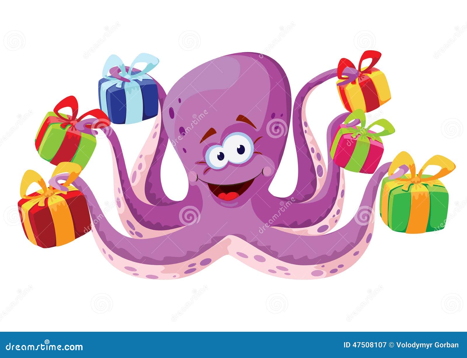 Octopus and gifts boxes stock vector. Illustration of gifts - 47508107