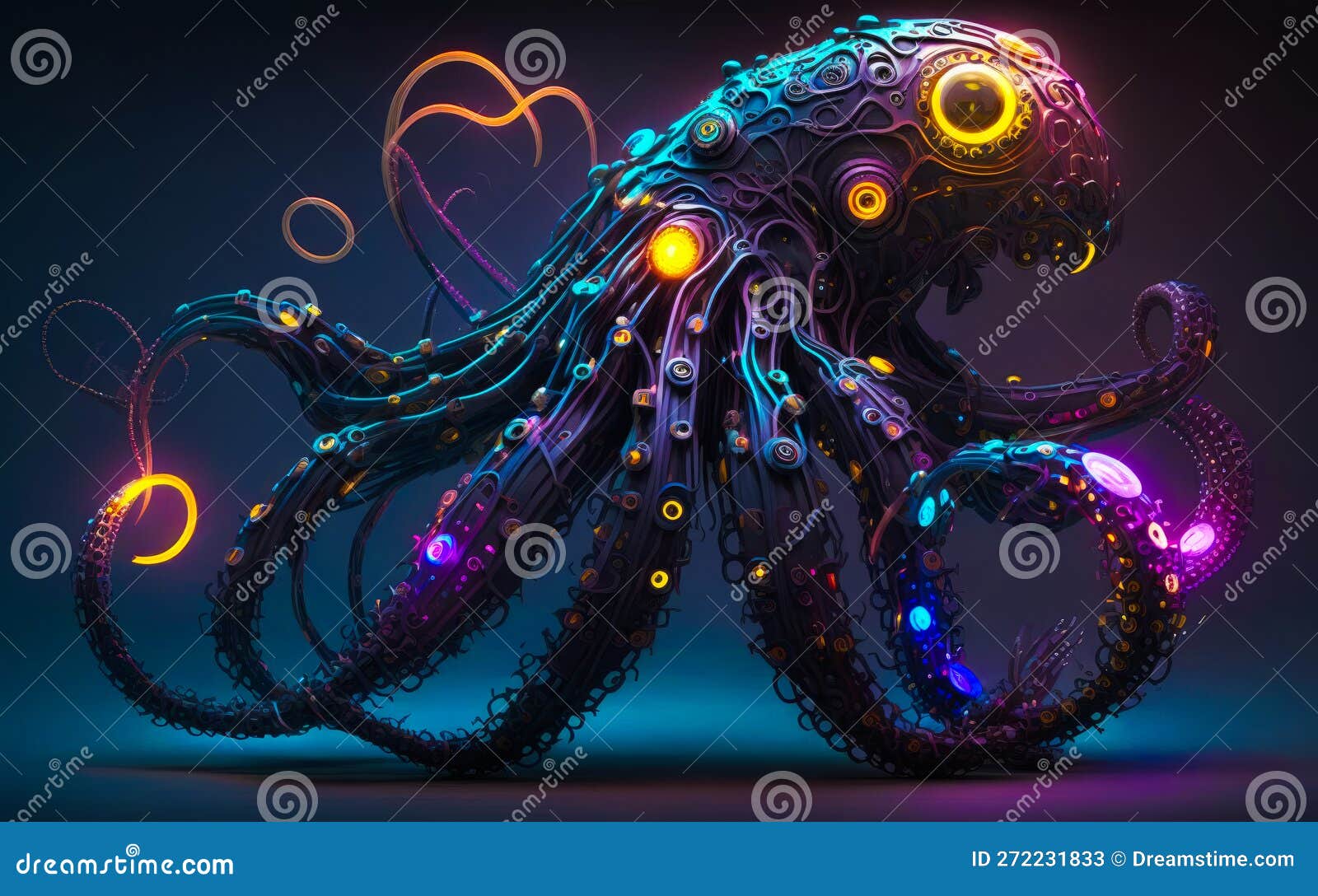 An Octopus with Glowing Lights on Its Body. Generative AI Stock Image ...