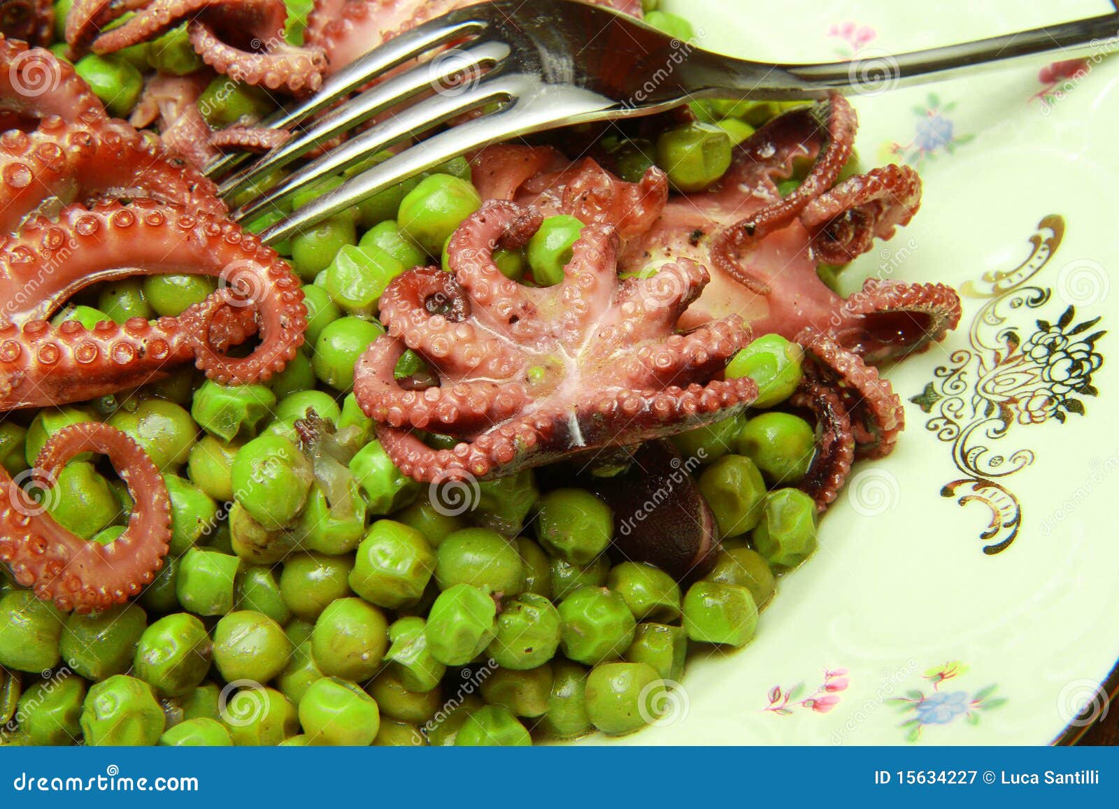 Octopus with green pea stock image. Image of sushi, pattern - 15634227