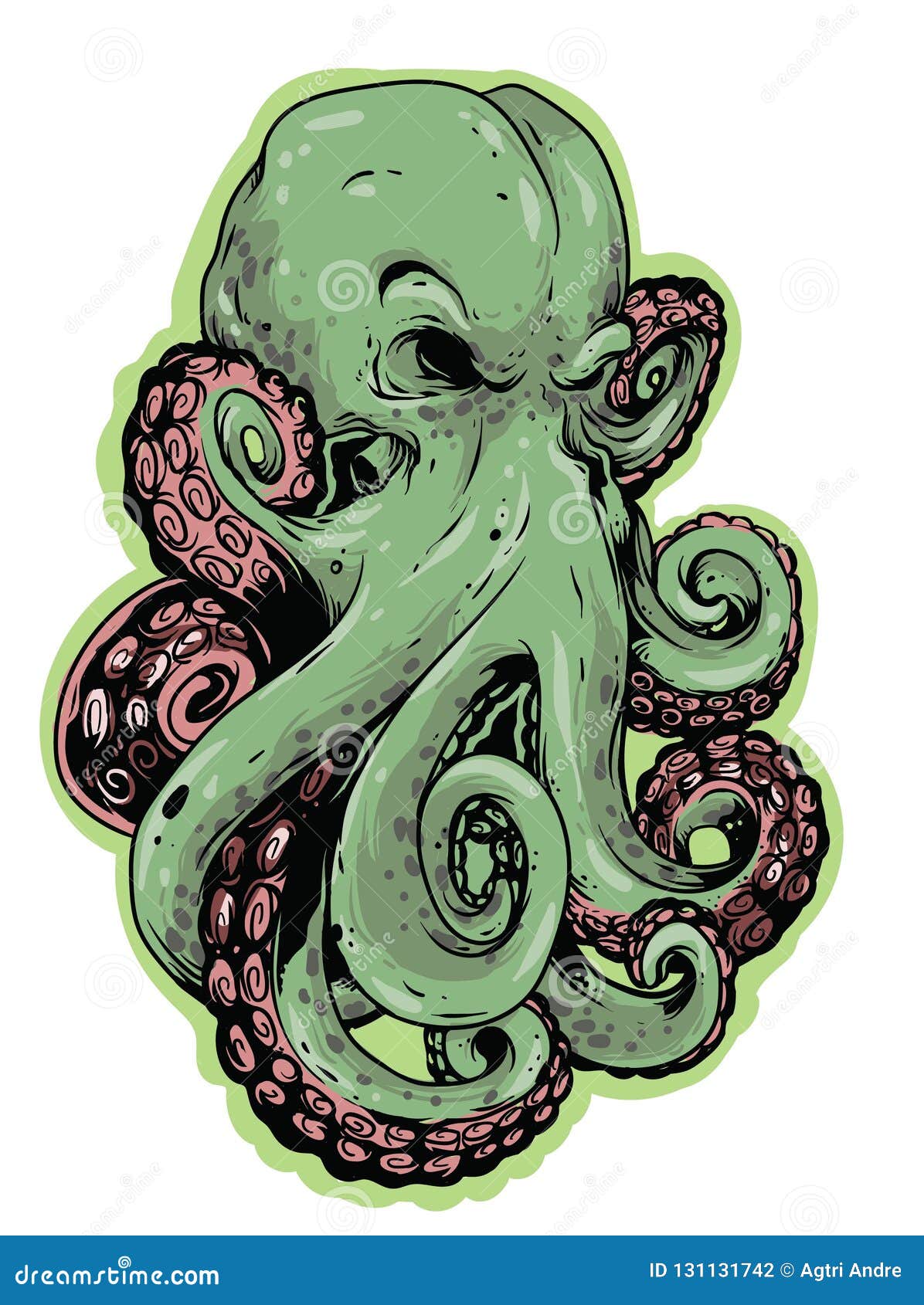 Octopus Green Vector Design Stock Illustration - Illustration of ...