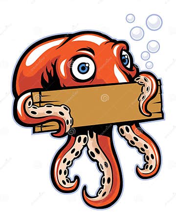 Octopus hold the sign stock vector. Illustration of life - 34562018