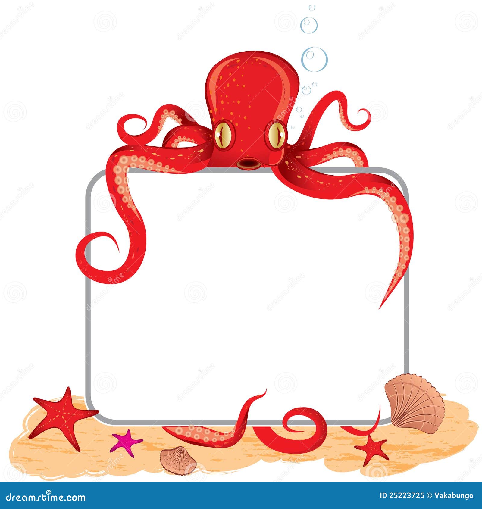 Octopus holding a sign stock vector. Illustration of marine - 25223725