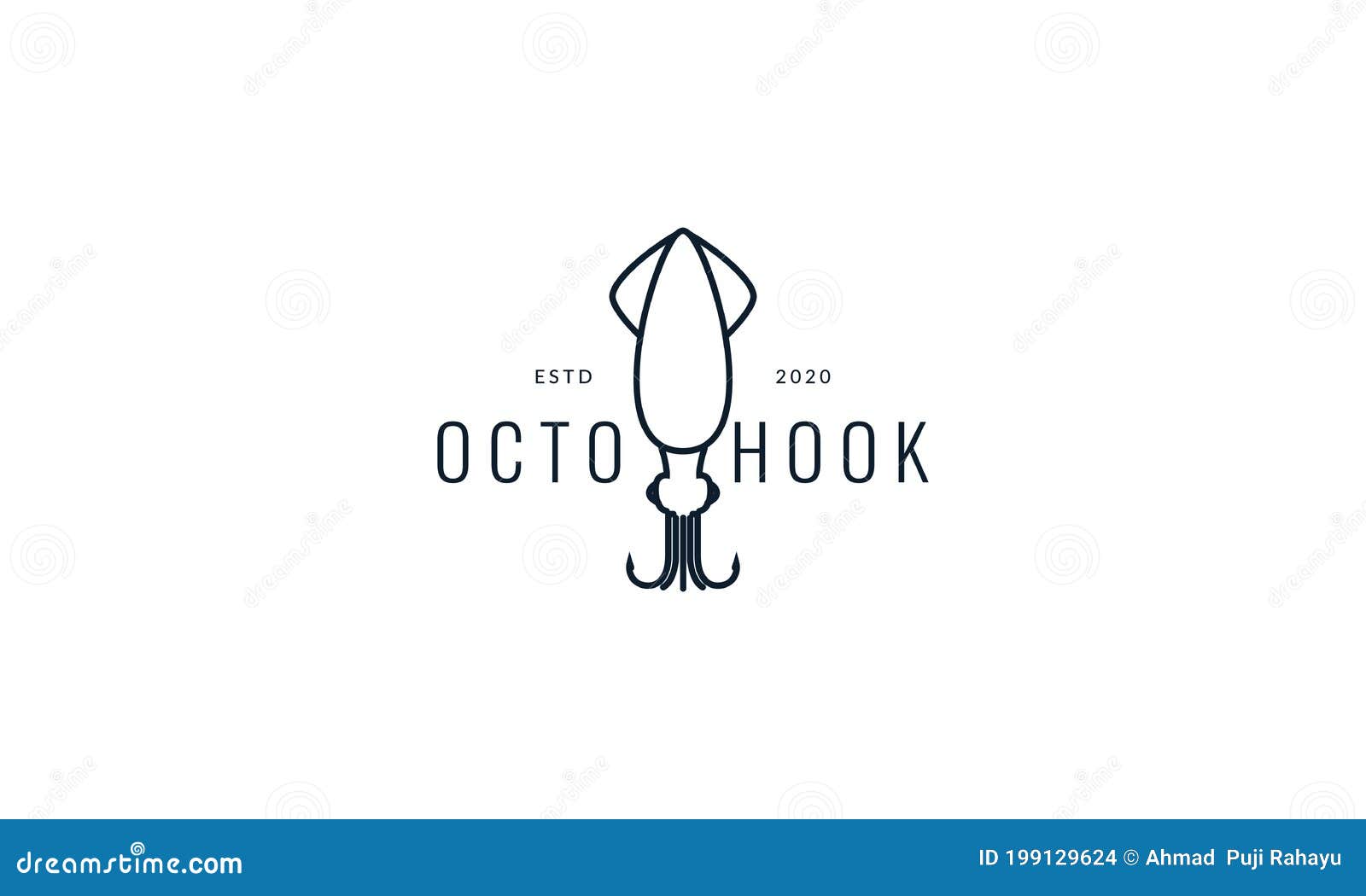 Octopus with Hook Lines Logo Vector Illustration Design Stock Vector ...