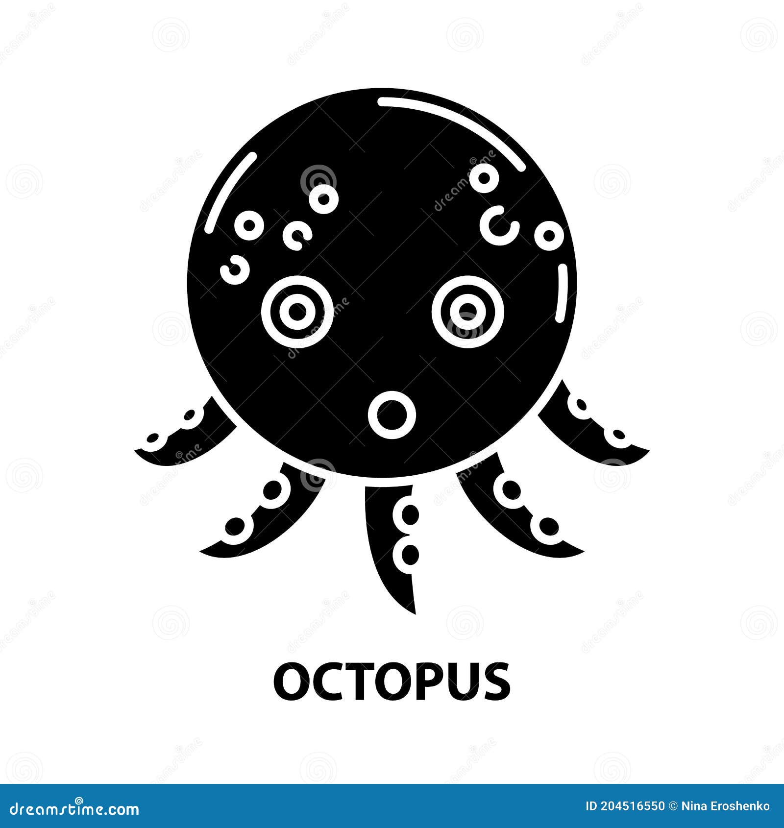 Octopus Icon, Black Vector Sign with Editable Strokes, Concept ...