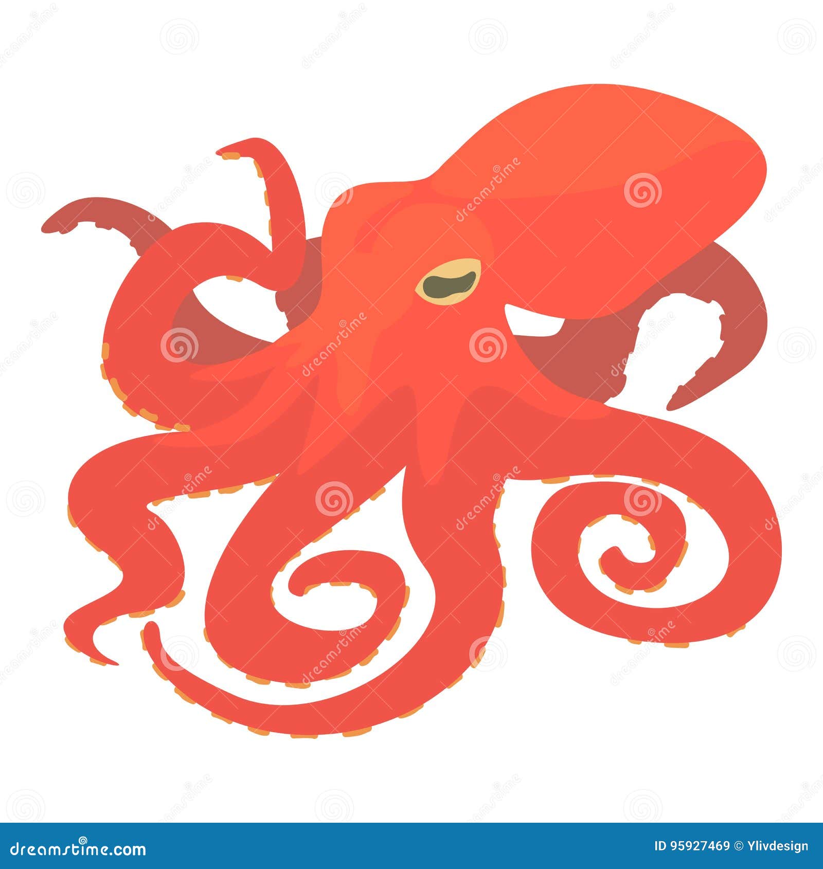 Octopus Icon, Cartoon Style Stock Vector - Illustration of marine ...