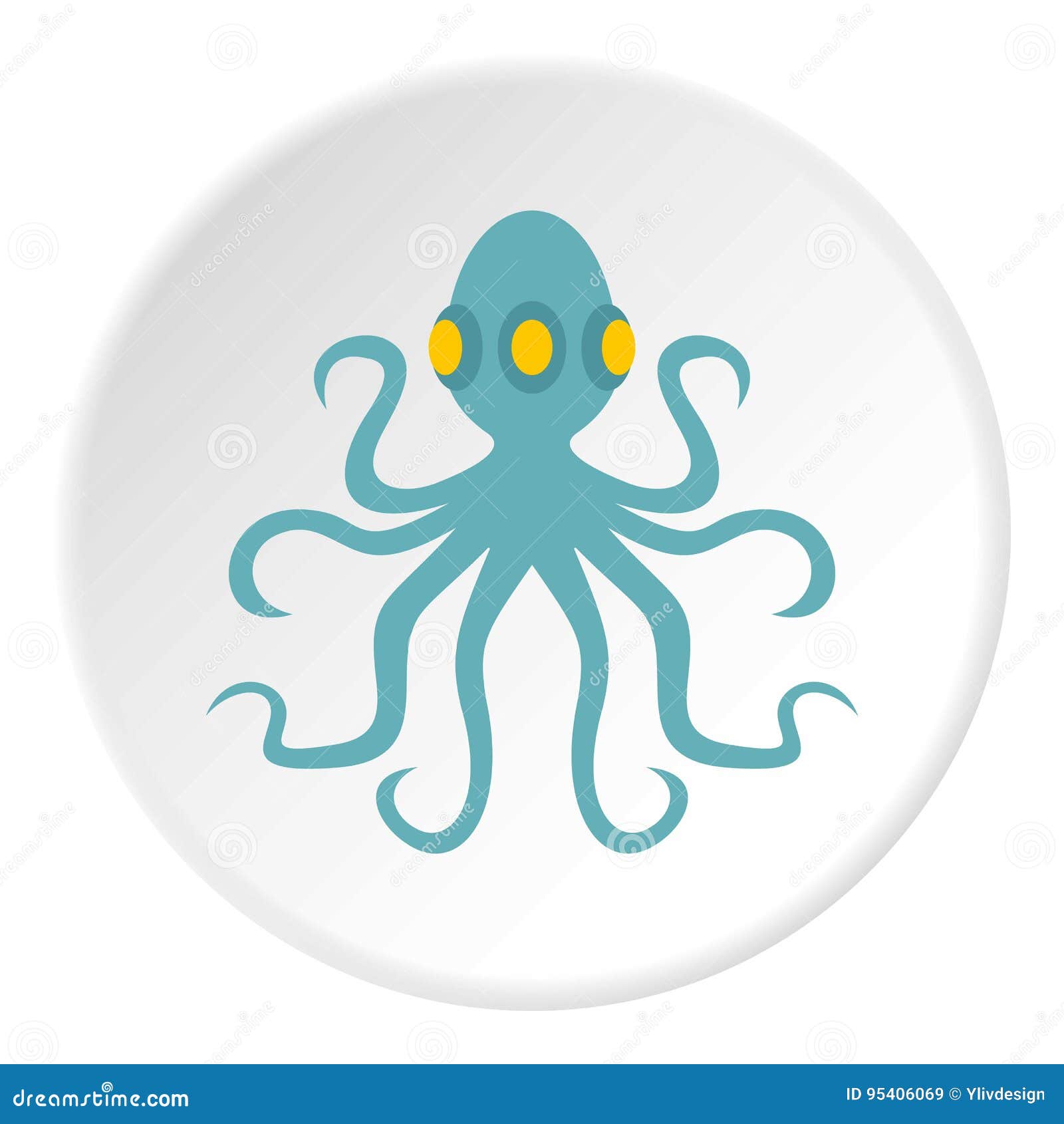 Octopus, icon circle stock vector. Illustration of octopus - 95406069