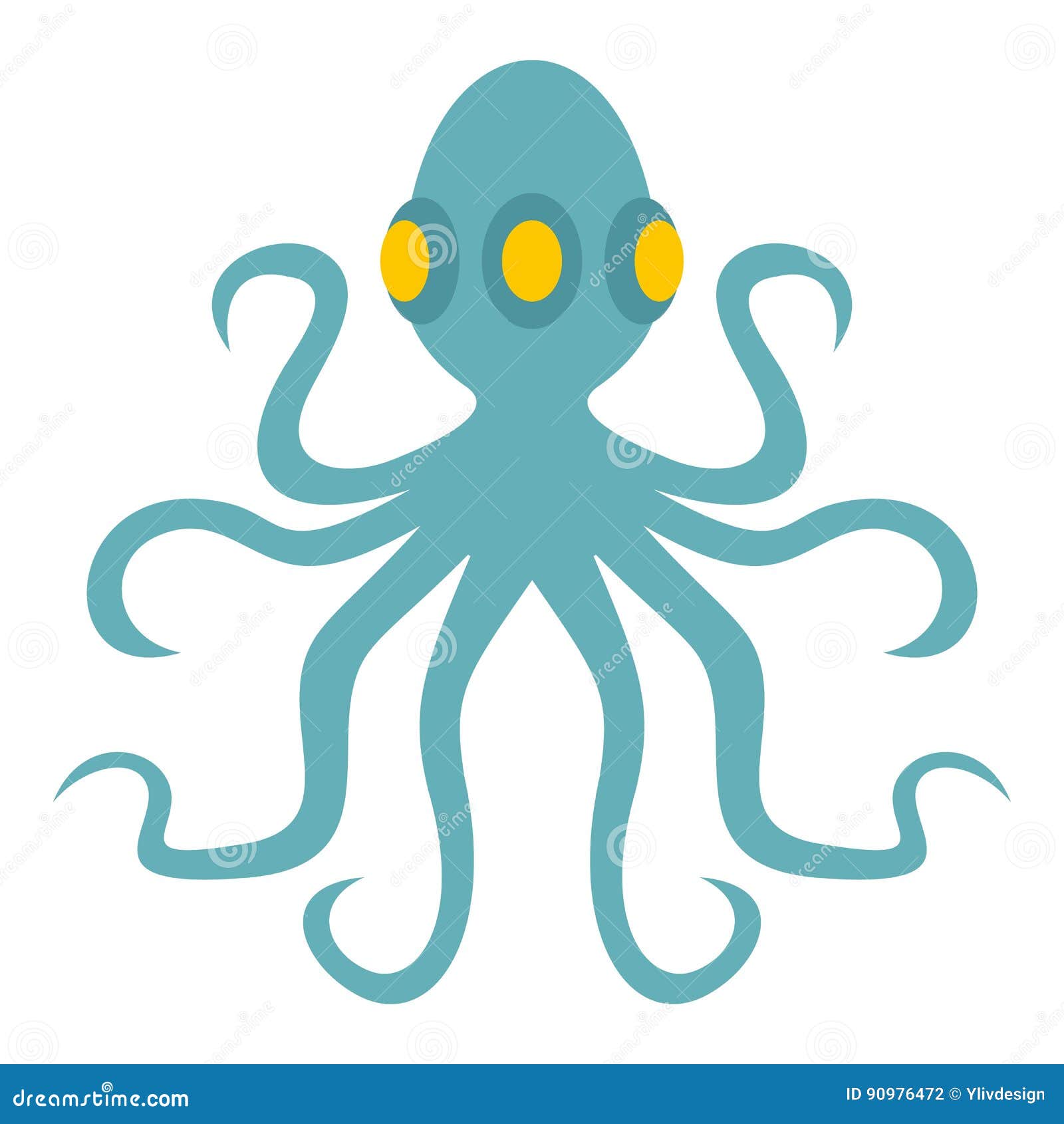Octopus, icon stock vector. Illustration of octopus, nature - 90976472