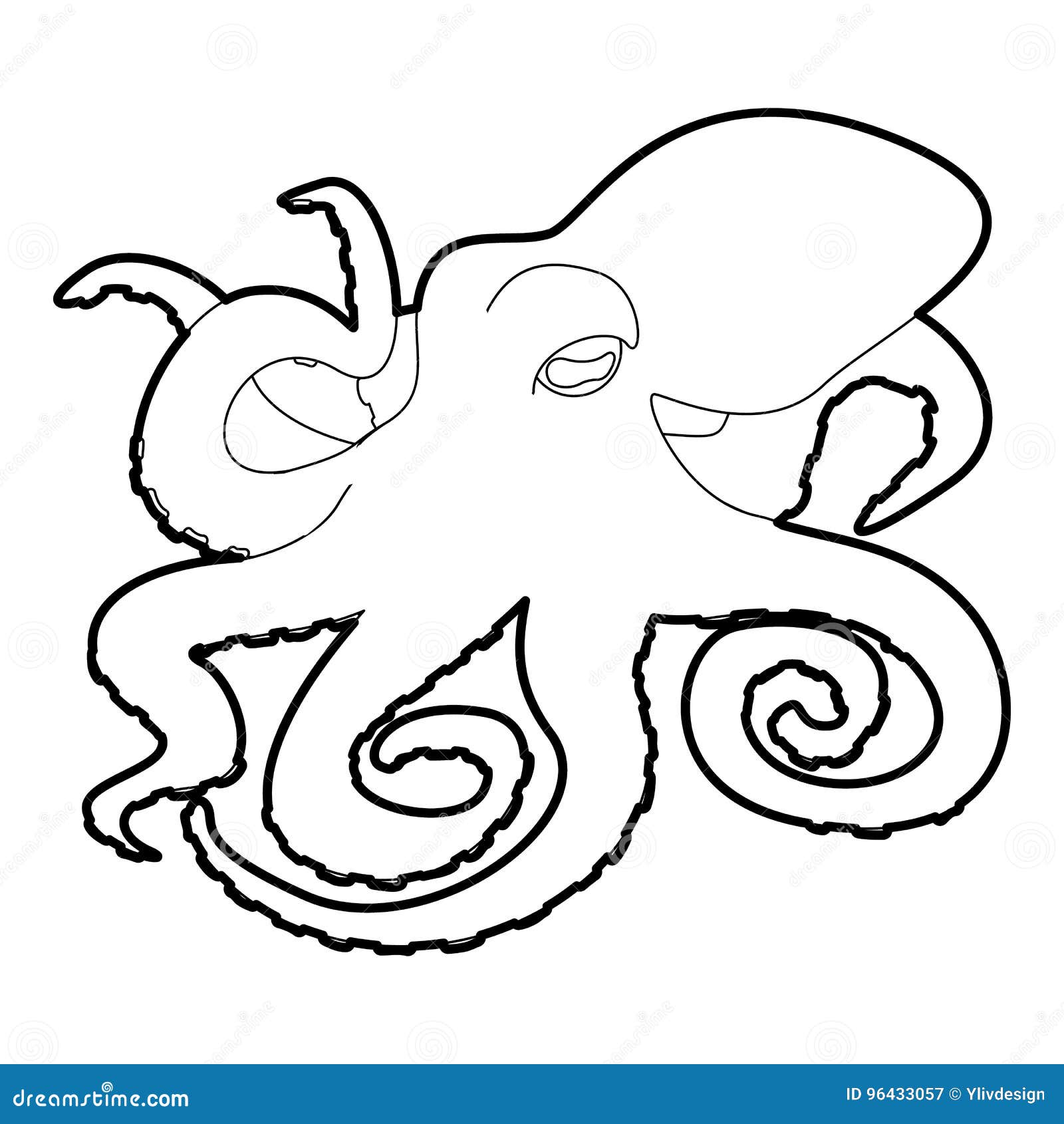 Octopus icon outline stock vector. Illustration of isolated - 96433057