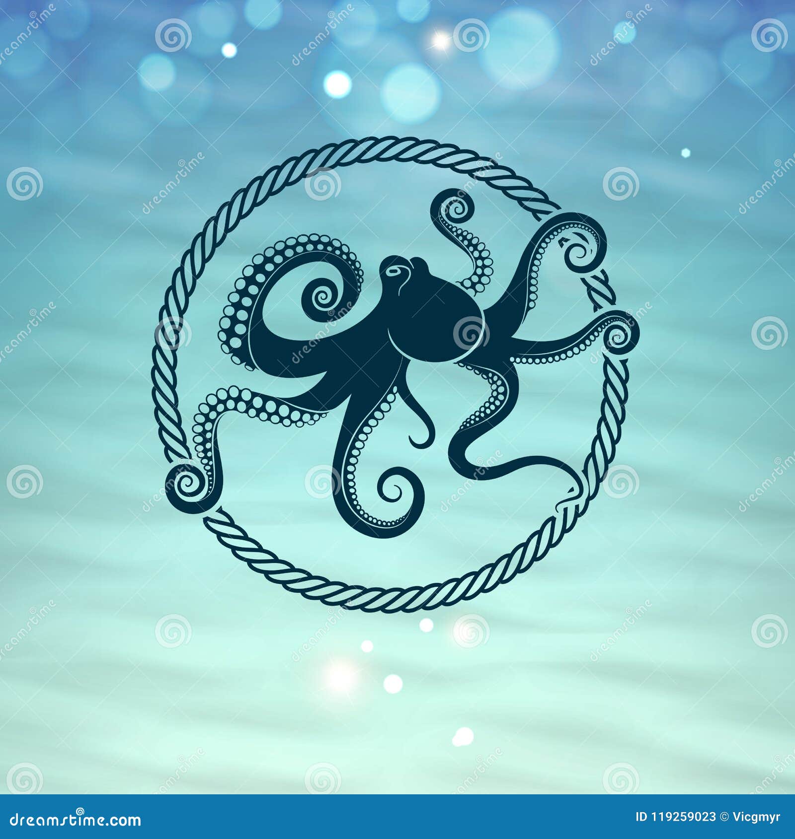 Octopus Icon on the Sea Background Stock Vector - Illustration of ...