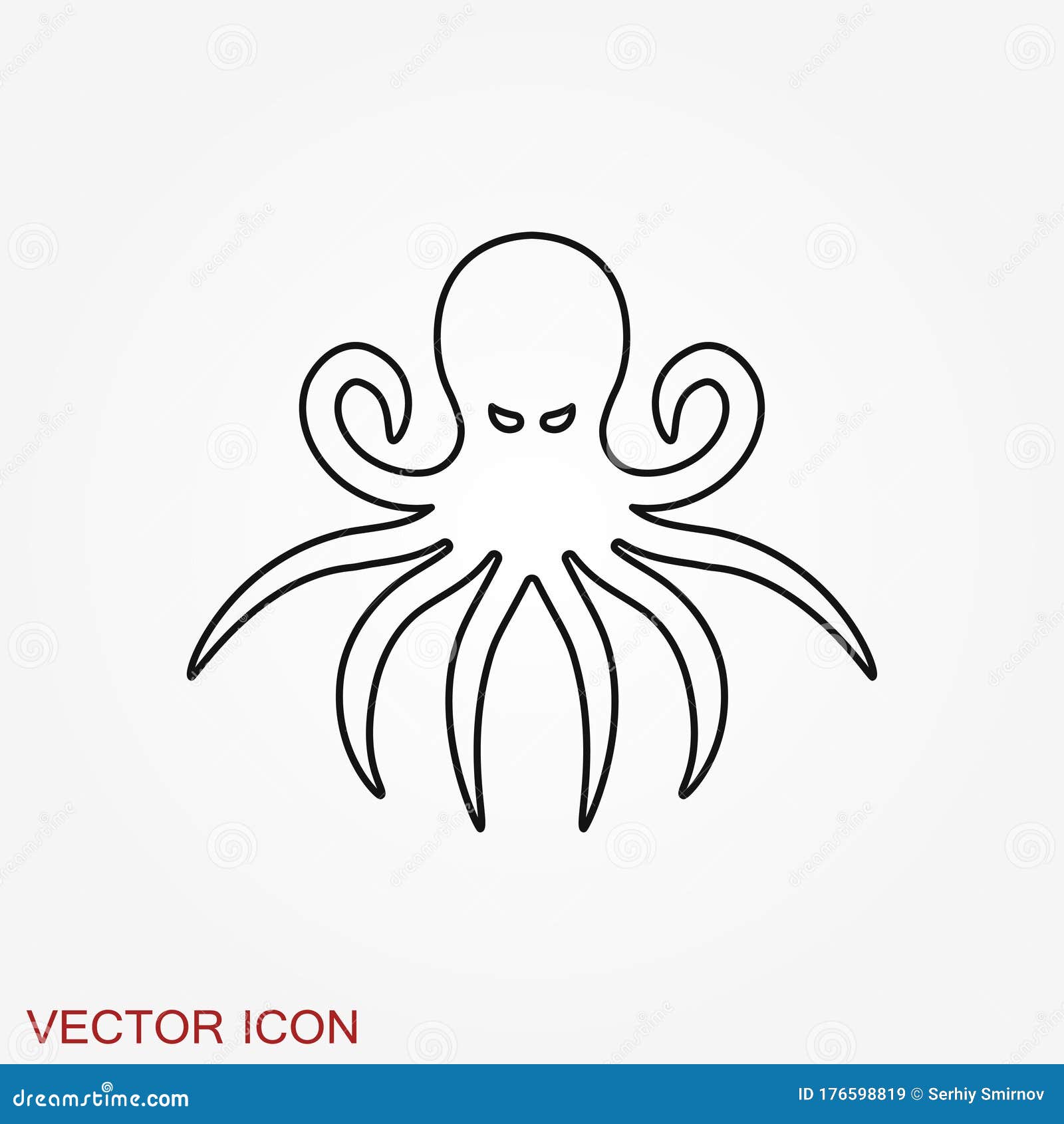 Octopus Icon. Vector of an Octopus Design on White Background. Aquatic ...