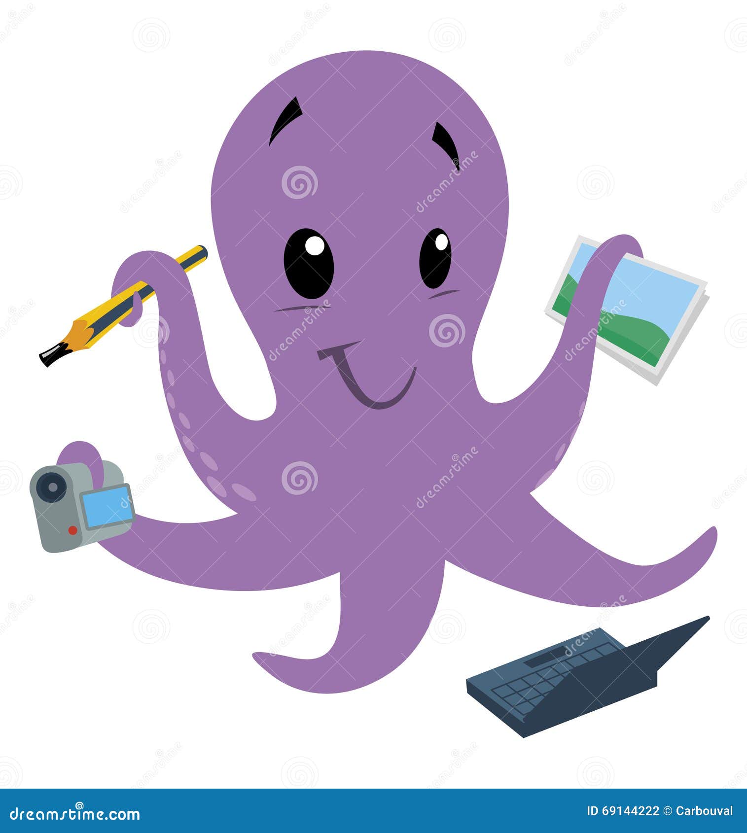 Octopus stock illustration. Illustration of work, laptop - 69144222