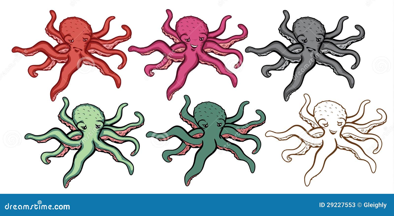 Octopus Illustration Set stock vector. Illustration of isolated - 29227553