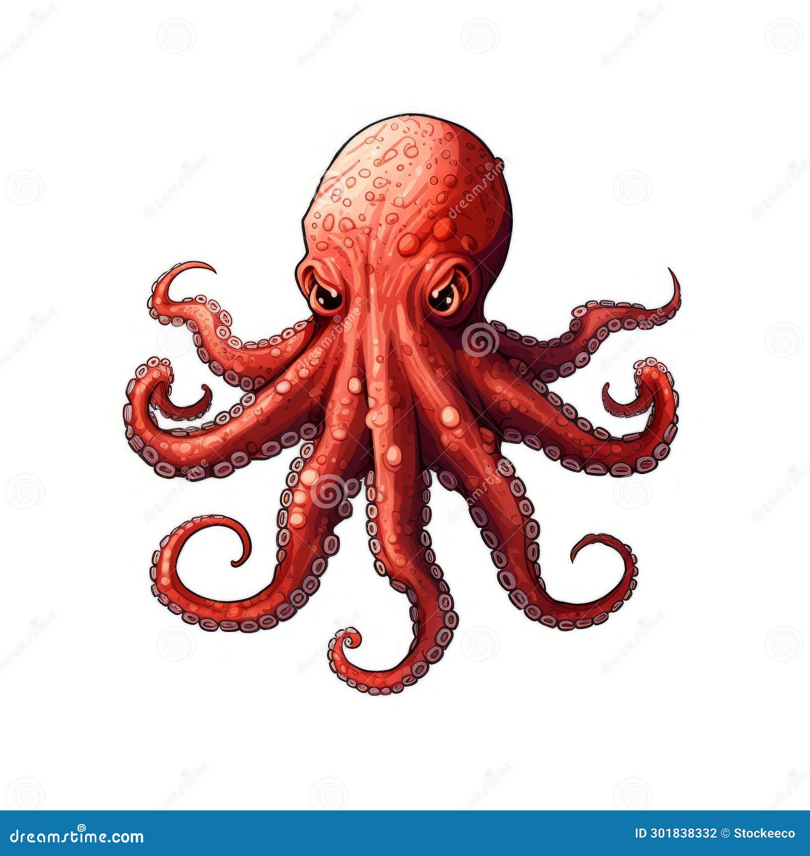 Realistic Vector Illustration of a Red Octopus Stock Illustration ...