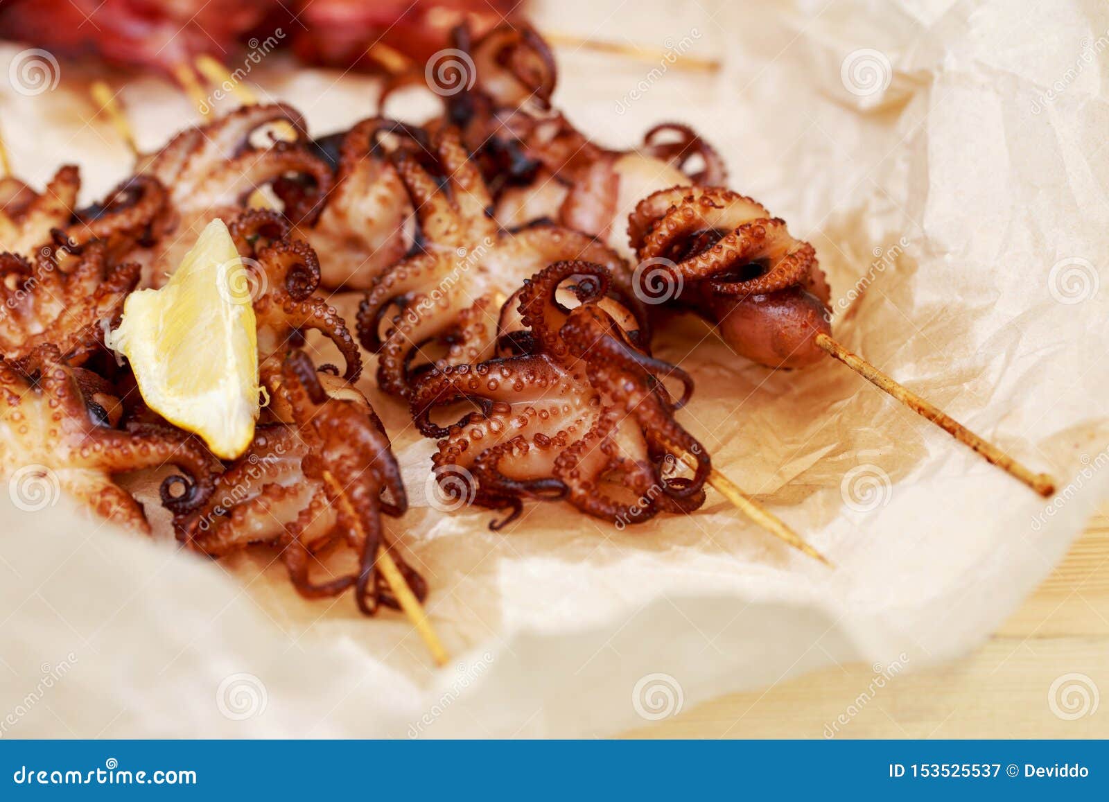 The octopus kebab stock image. Image of fried, animal - 153525537