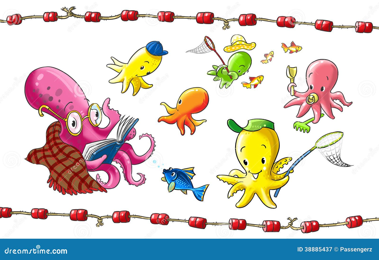 Octopus kindergarten stock illustration. Illustration of daycare - 38885437
