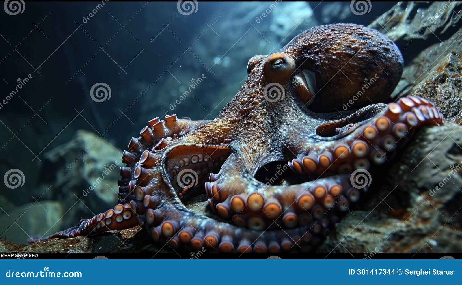 An Octopus is Laying on a Rock with Its Tentacles Out, AI Stock Photo ...