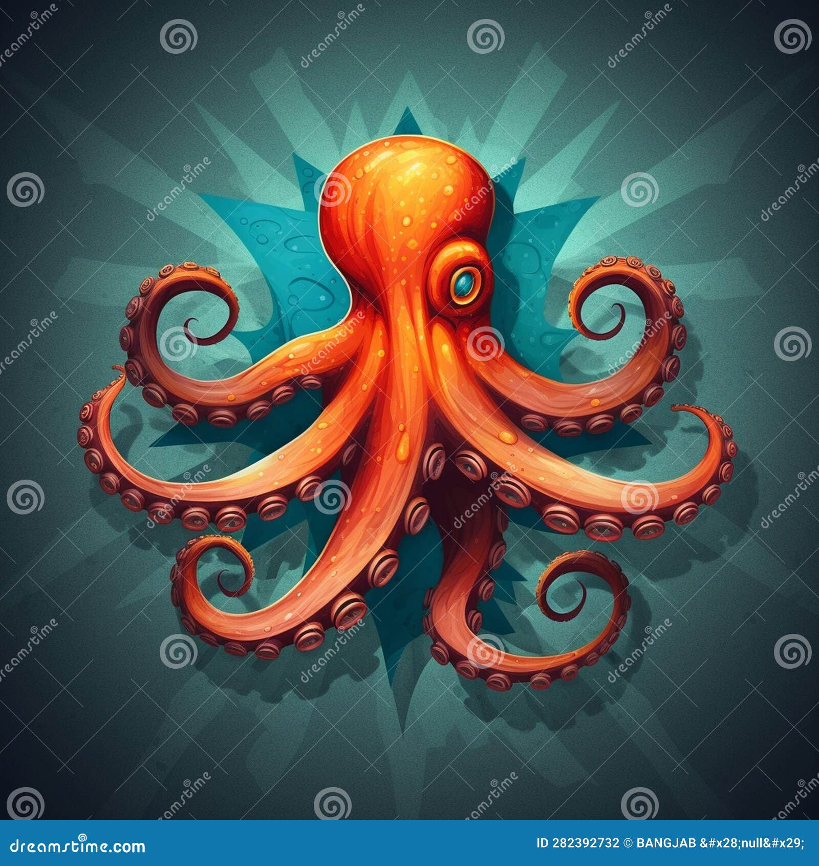 Octopus Logo 2D Digital Illustration Stock Illustration - Illustration ...
