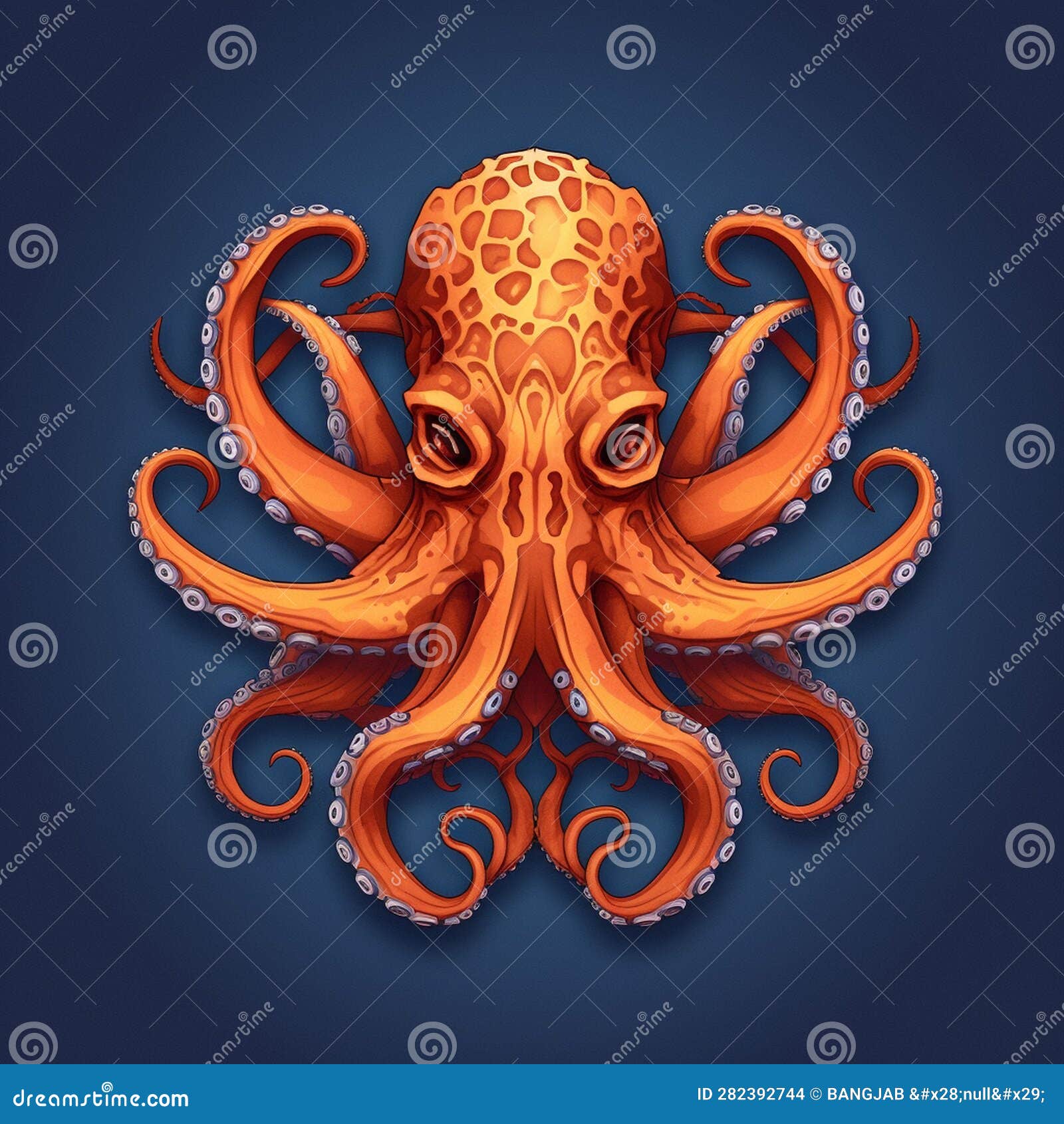 Octopus Logo 2D Digital Illustration Stock Illustration - Illustration ...