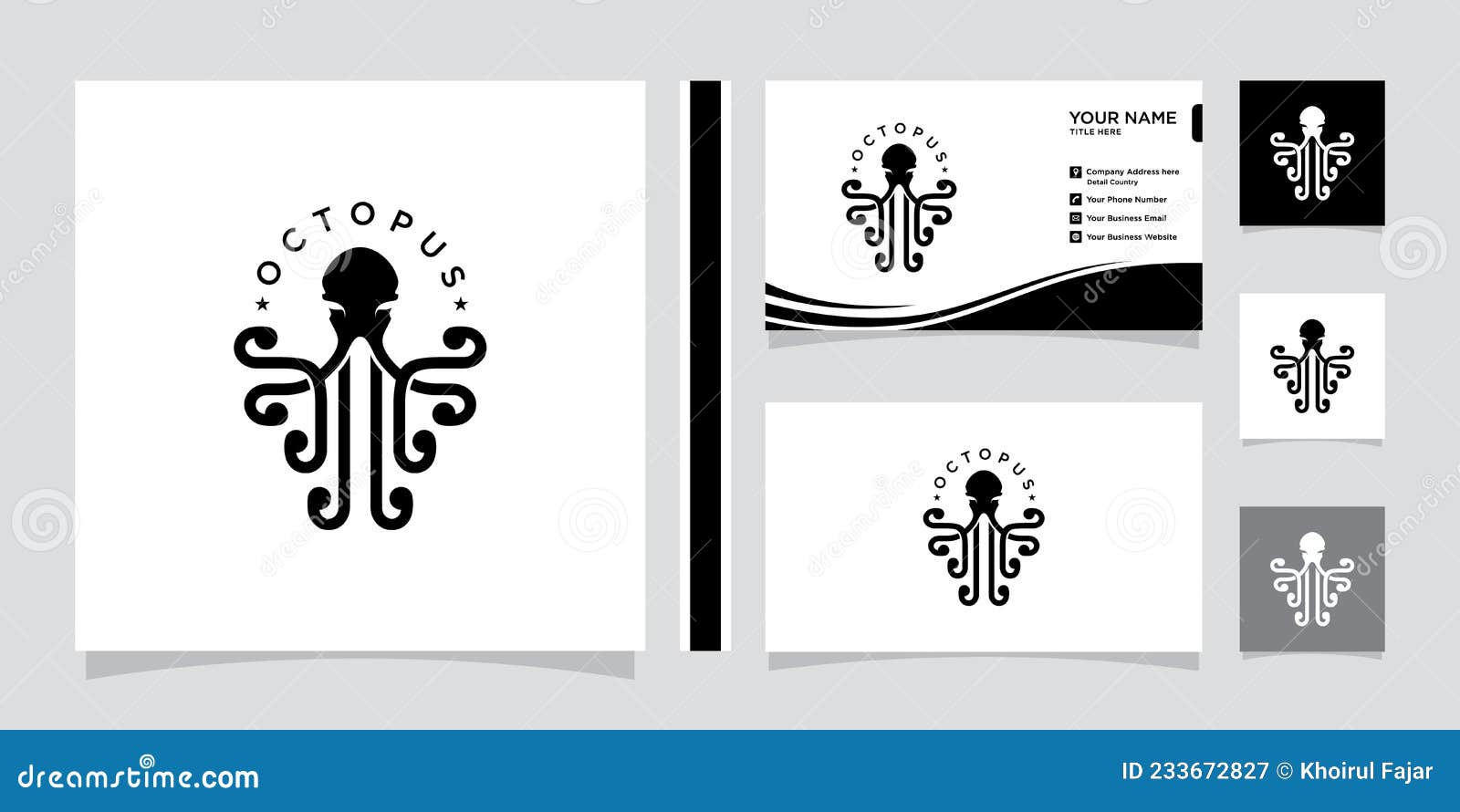 Octopus Logo, Simple Octopus Vector Logo Design with Business Card ...