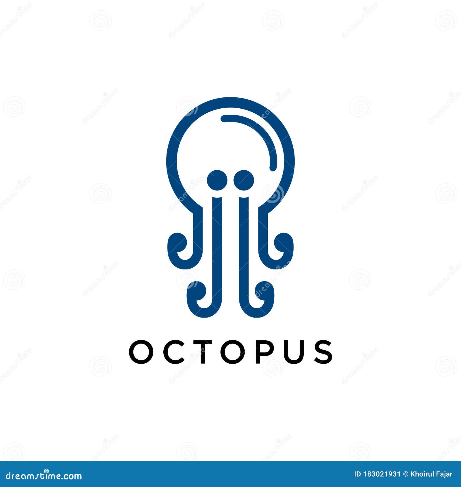Octopus Logo, Simple Octopus Vector Logo Design, Isolated on White ...