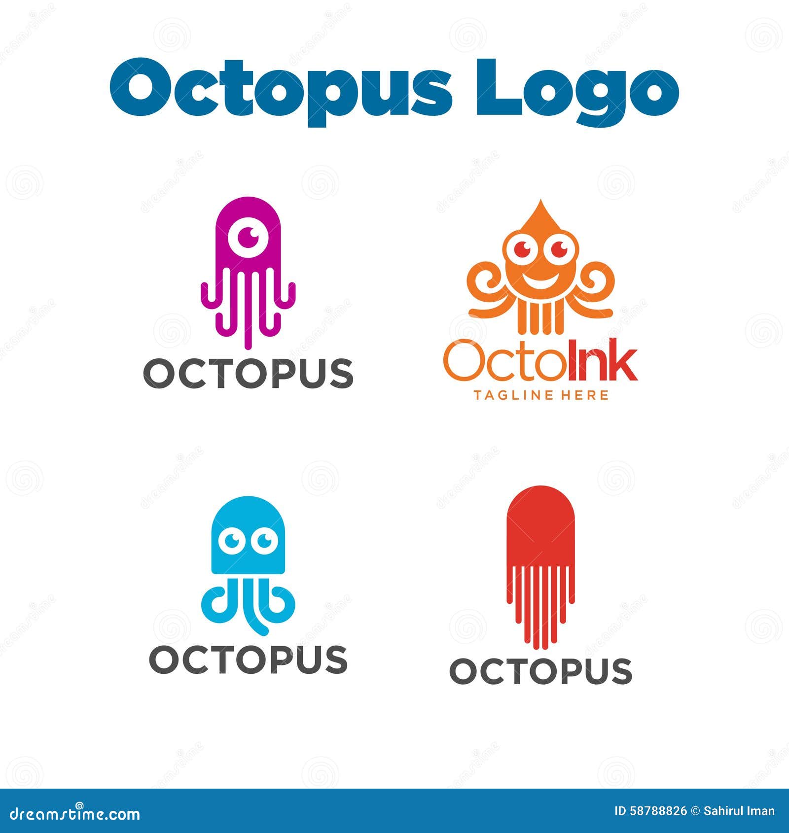 Octopus Logo, Sea Animals Vector, Seafood Ingredients Cuttlefish ...