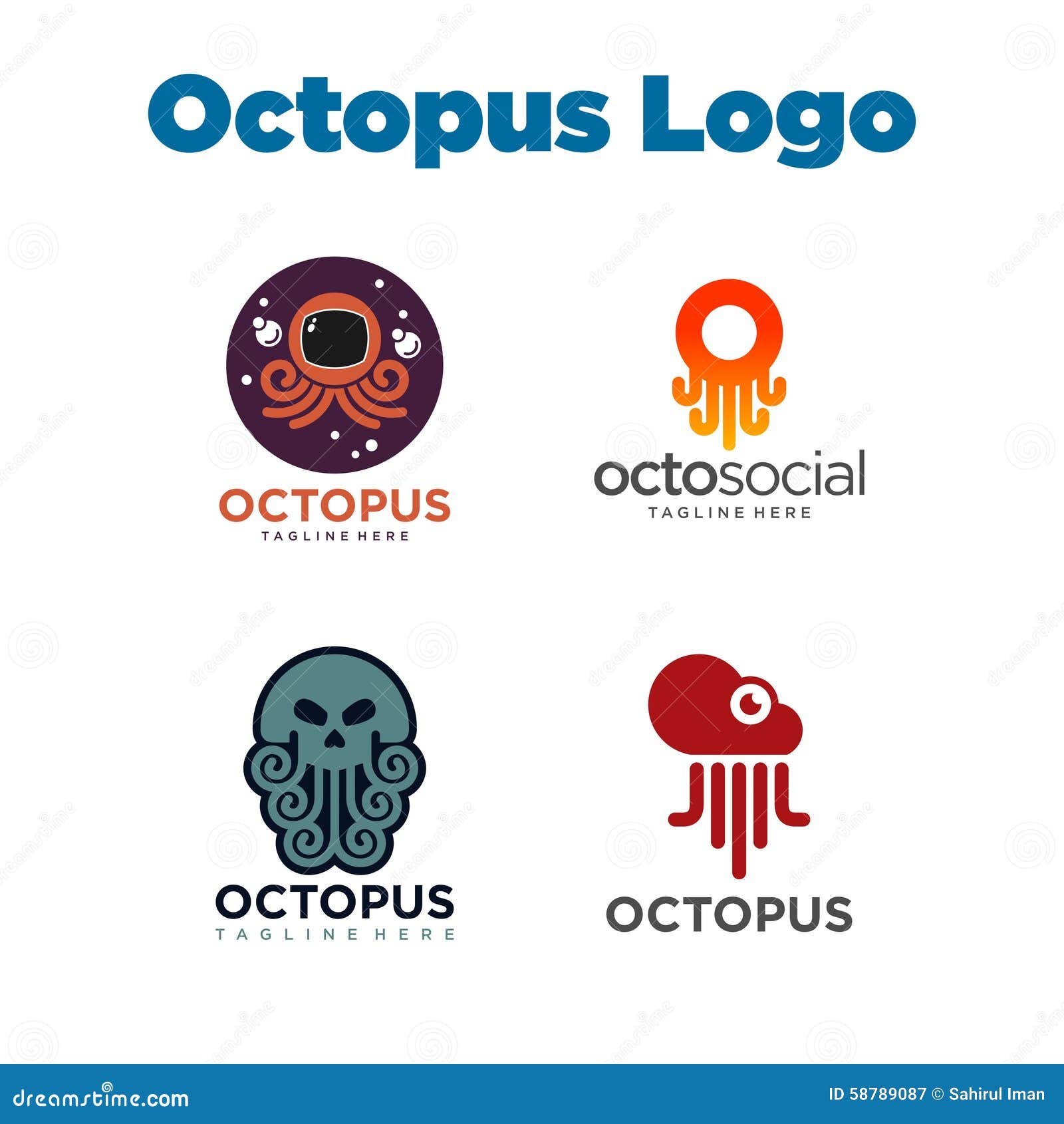 Octopus Logo Template stock vector. Illustration of template - 58789087