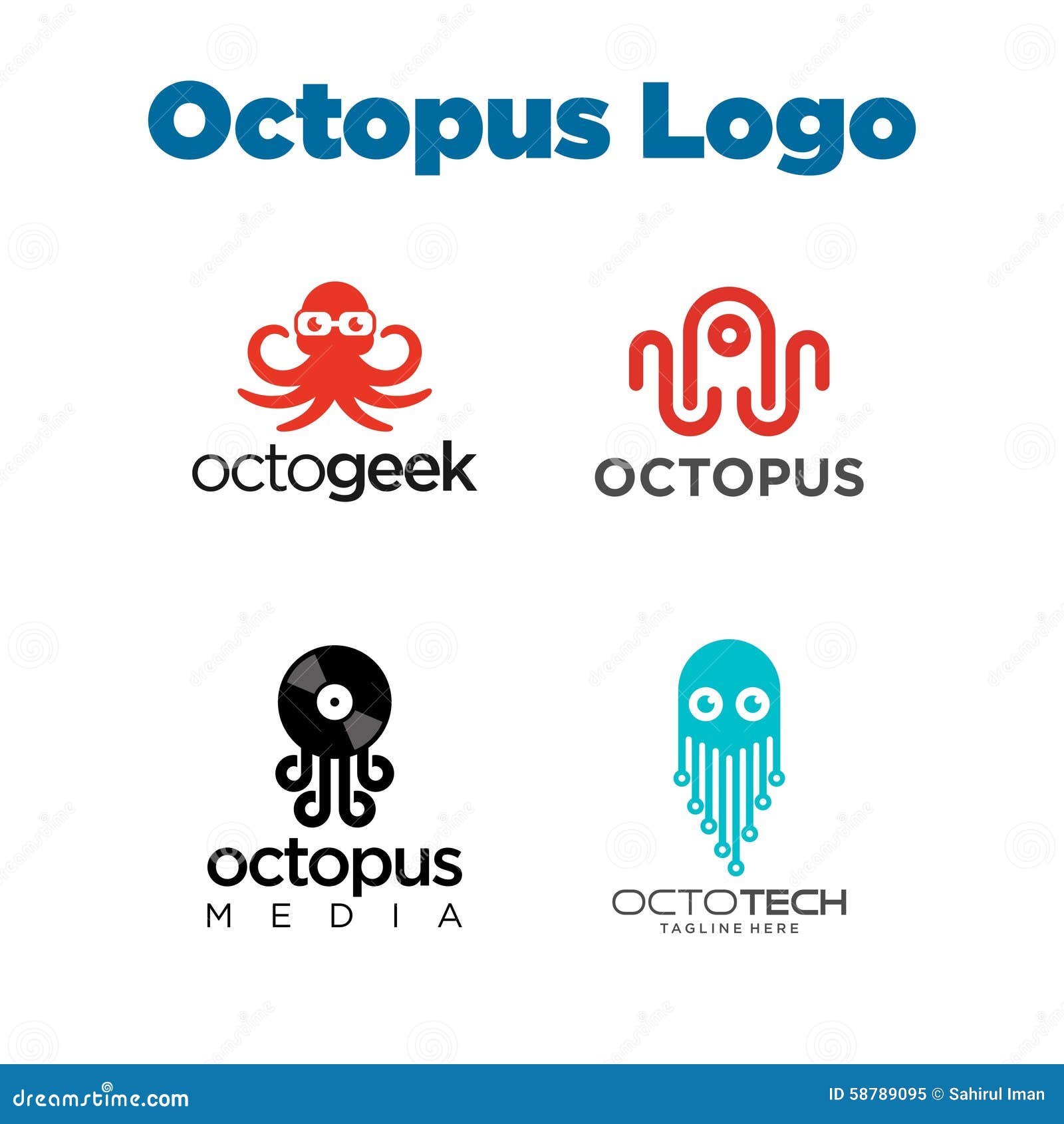 Octopus Logo Template stock vector. Illustration of insignia - 58789095