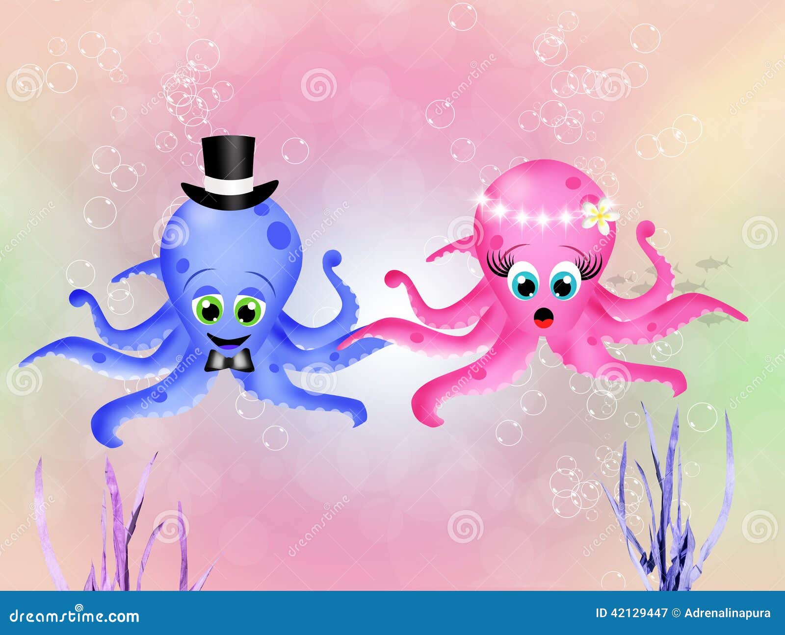 Octopus in love stock illustration. Illustration of vacation - 42129447