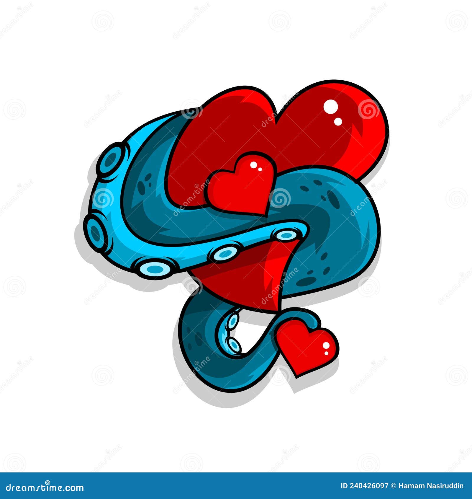 Octopus and love stock vector. Illustration of heart - 240426097
