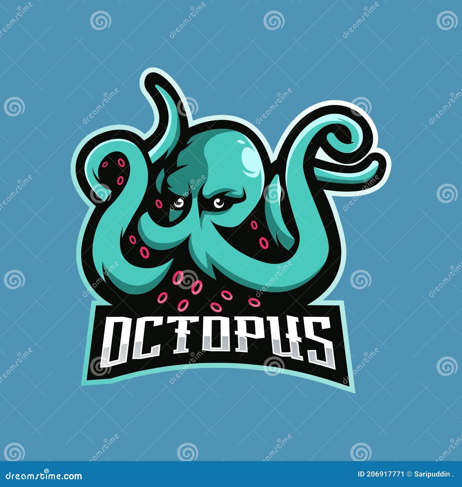 Octopus mascot logo stock vector. Illustration of game - 206917771