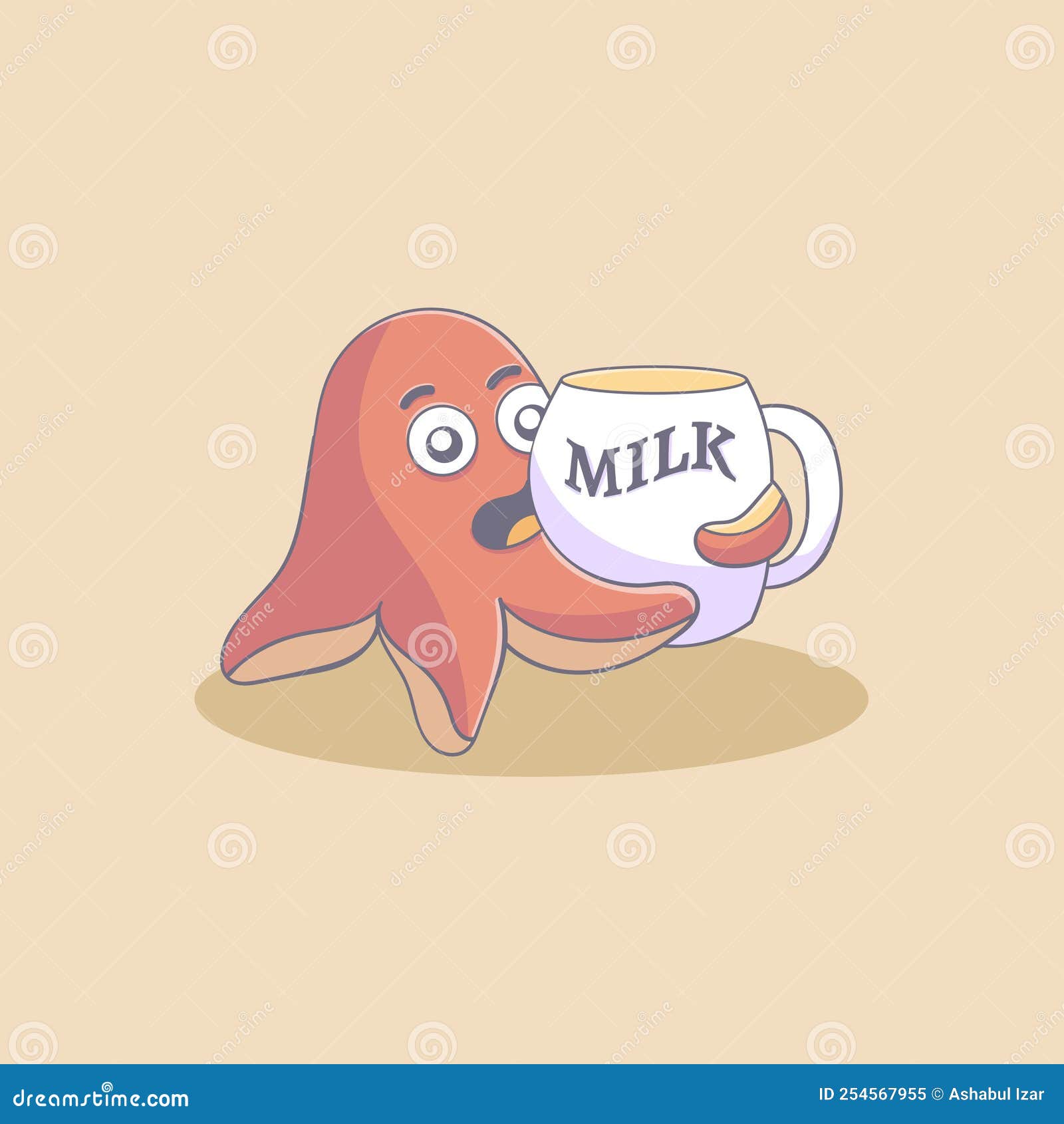 Octopus with milk stock vector. Illustration of animal - 254567955