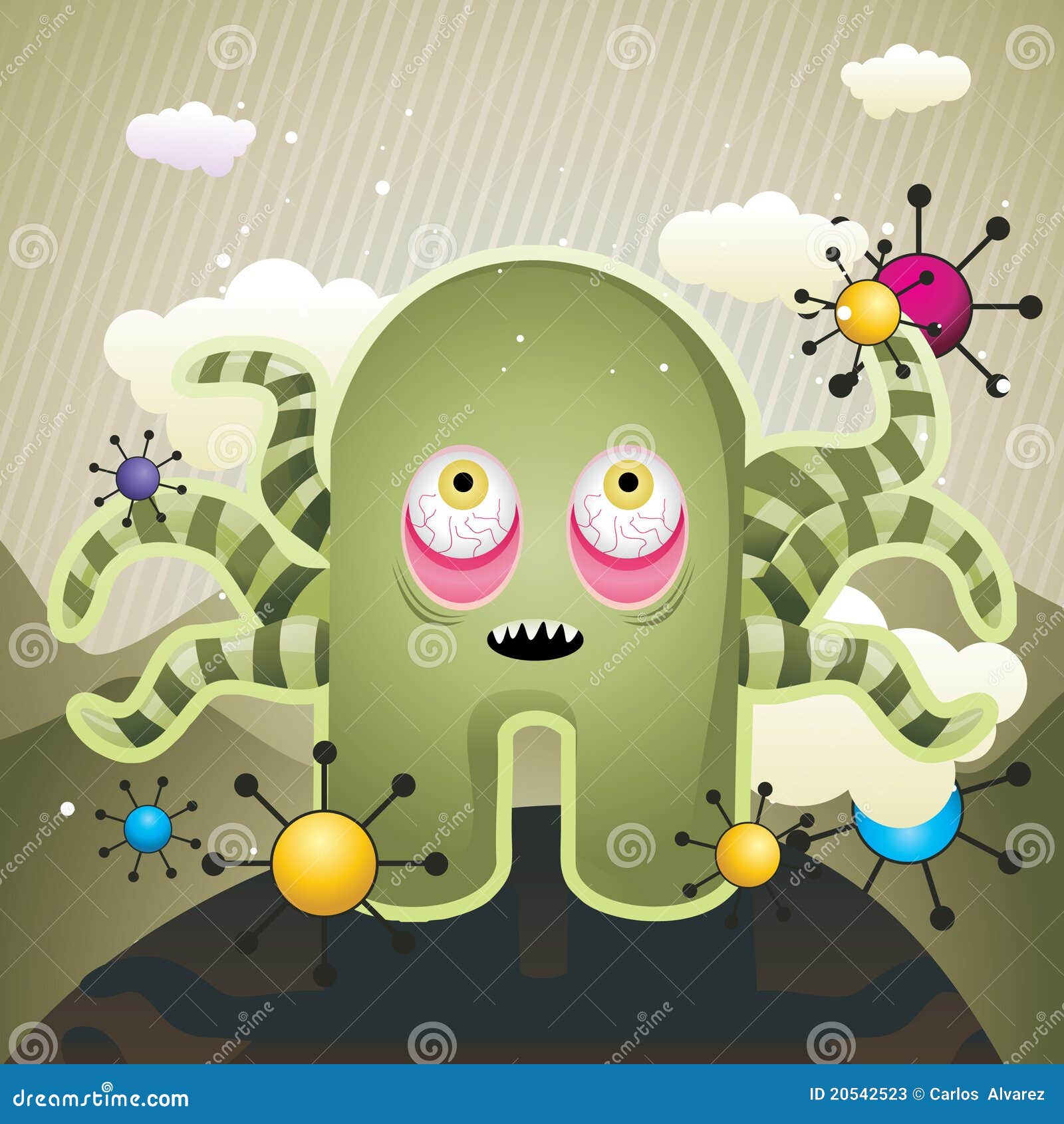 Octopus Monster Illustration Cartoon Vector | CartoonDealer.com #20542523