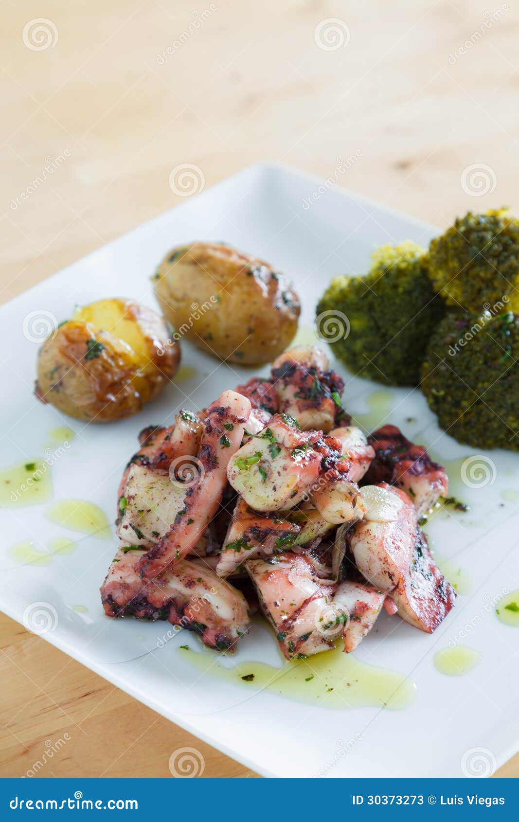 Octopus in Olive Oil with Potatoes Stock Image - Image of octopus ...