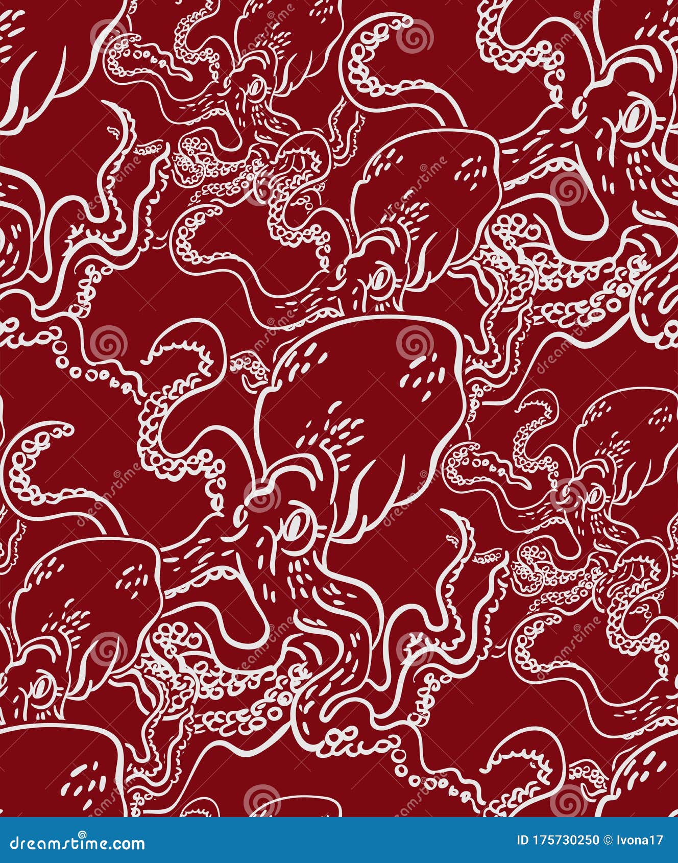 Octopus Oriental Japanese Chinese Vector Design Seamless Pattern Stock ...