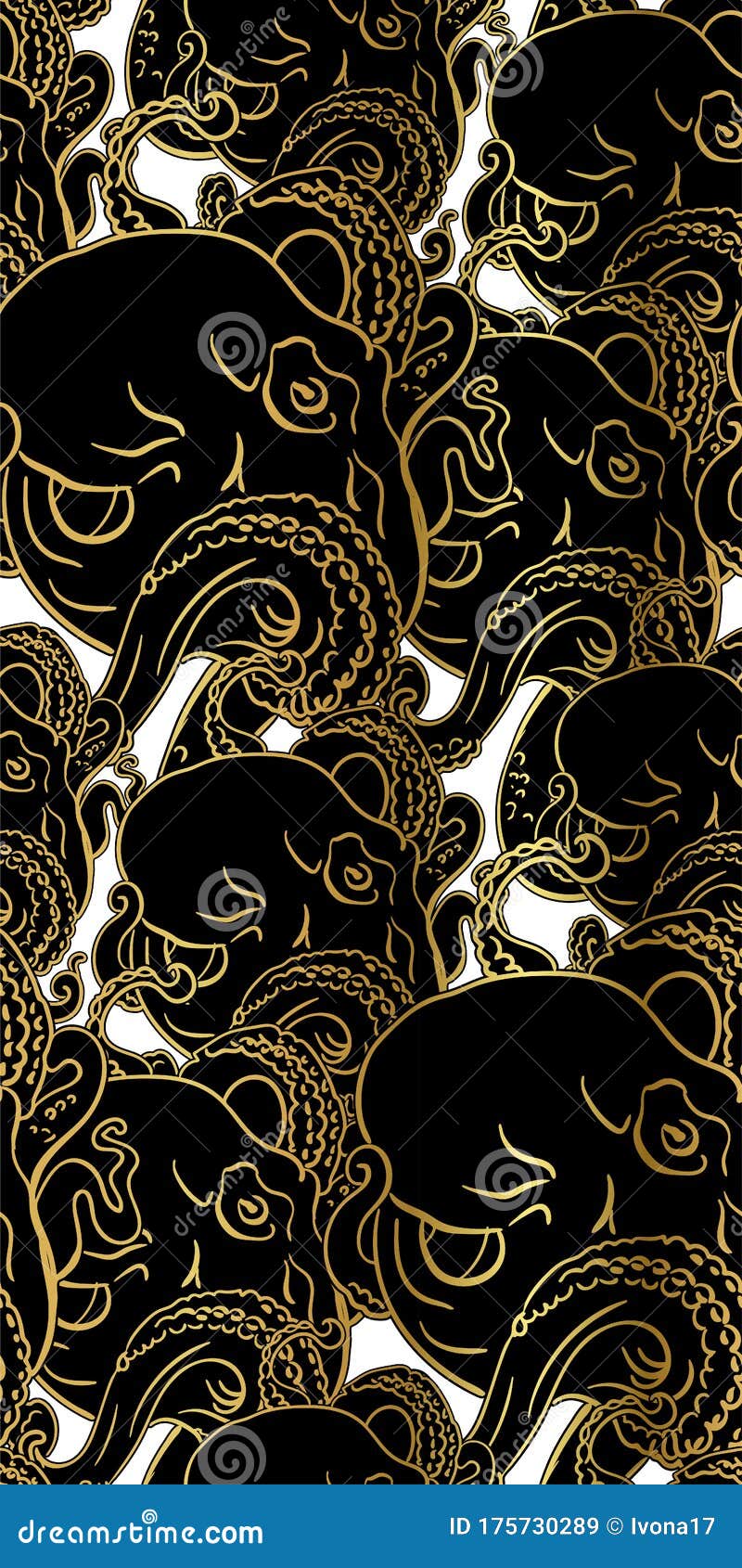 Octopus Oriental Japanese Chinese Vector Design Seamless Pattern Stock ...