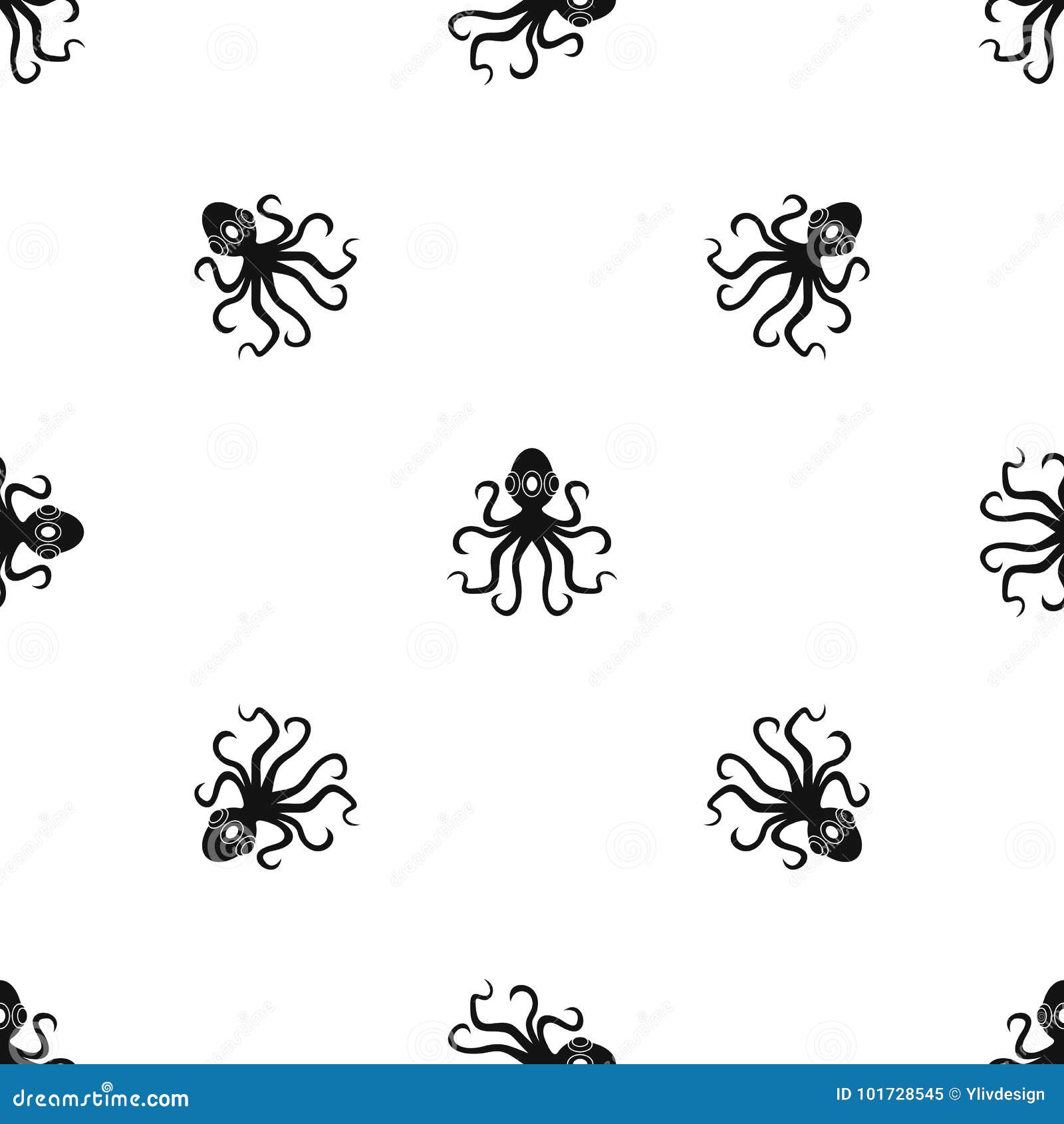 Octopus, Pattern Seamless Black Stock Vector - Illustration of ocean ...