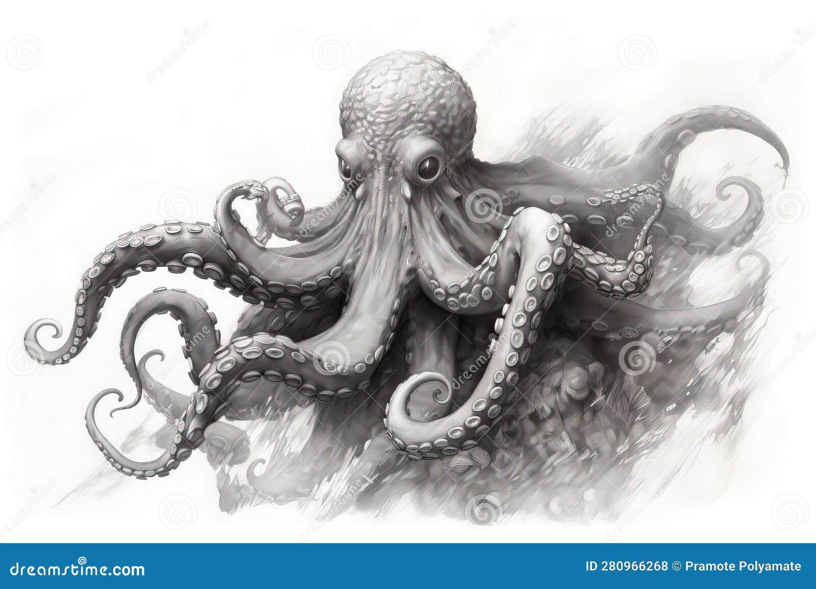 Octopus Pencil Drawing Vintage. Generative Ai Stock Illustration ...