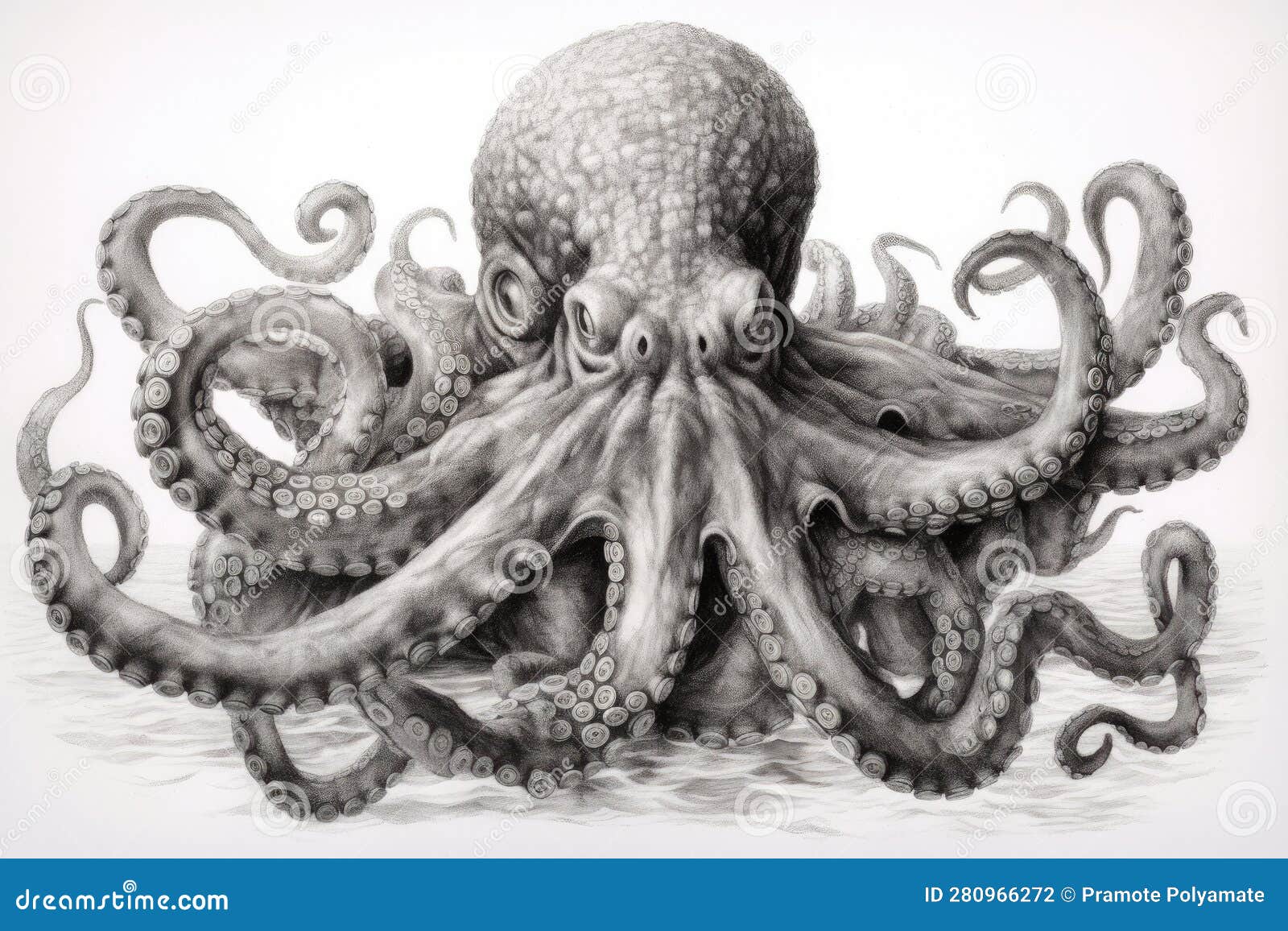 Octopus Pencil Drawing Vintage. Generative Ai Stock Illustration ...