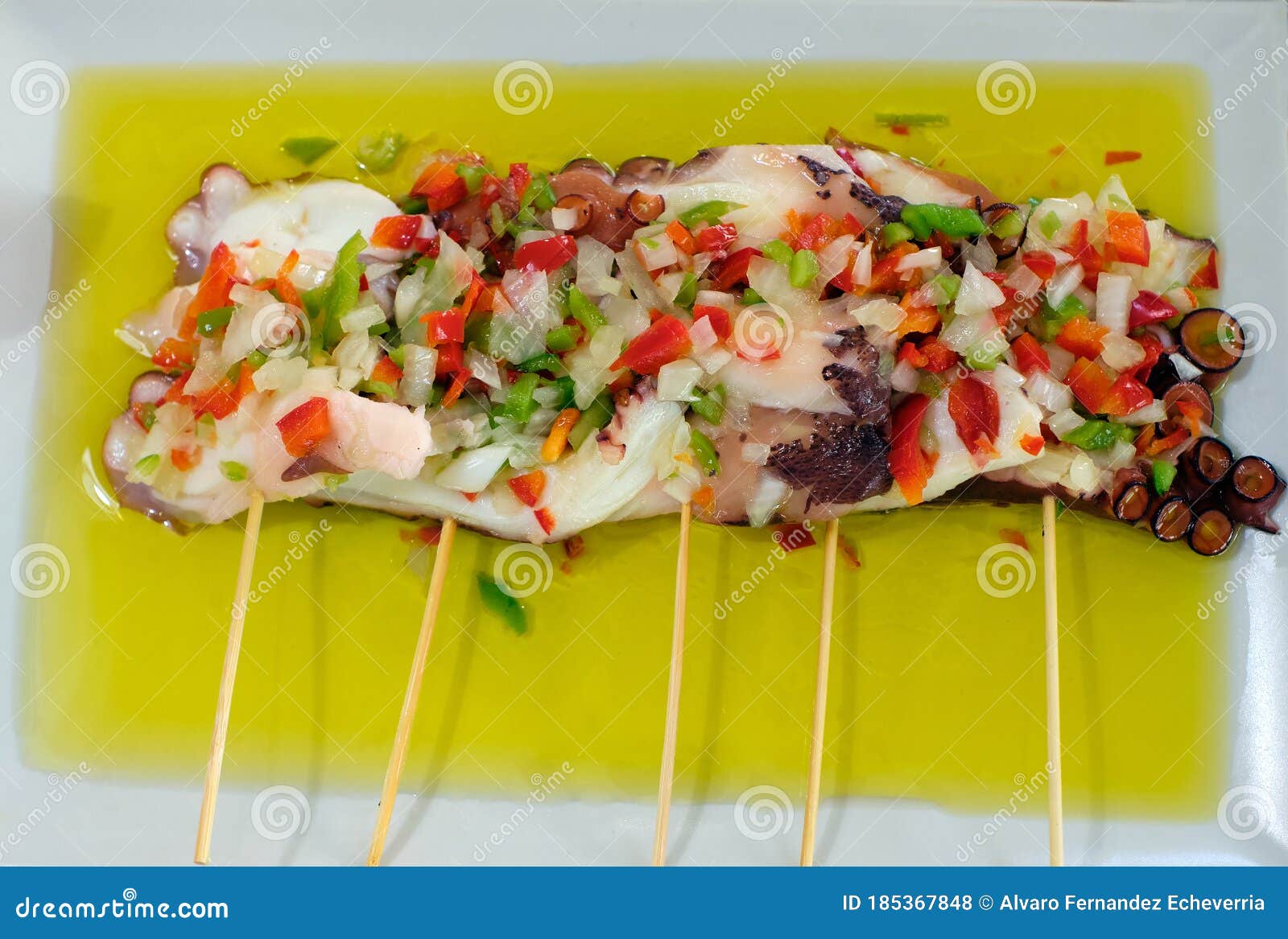 Octopus Pintxos tapas stock photo. Image of popular - 185367848