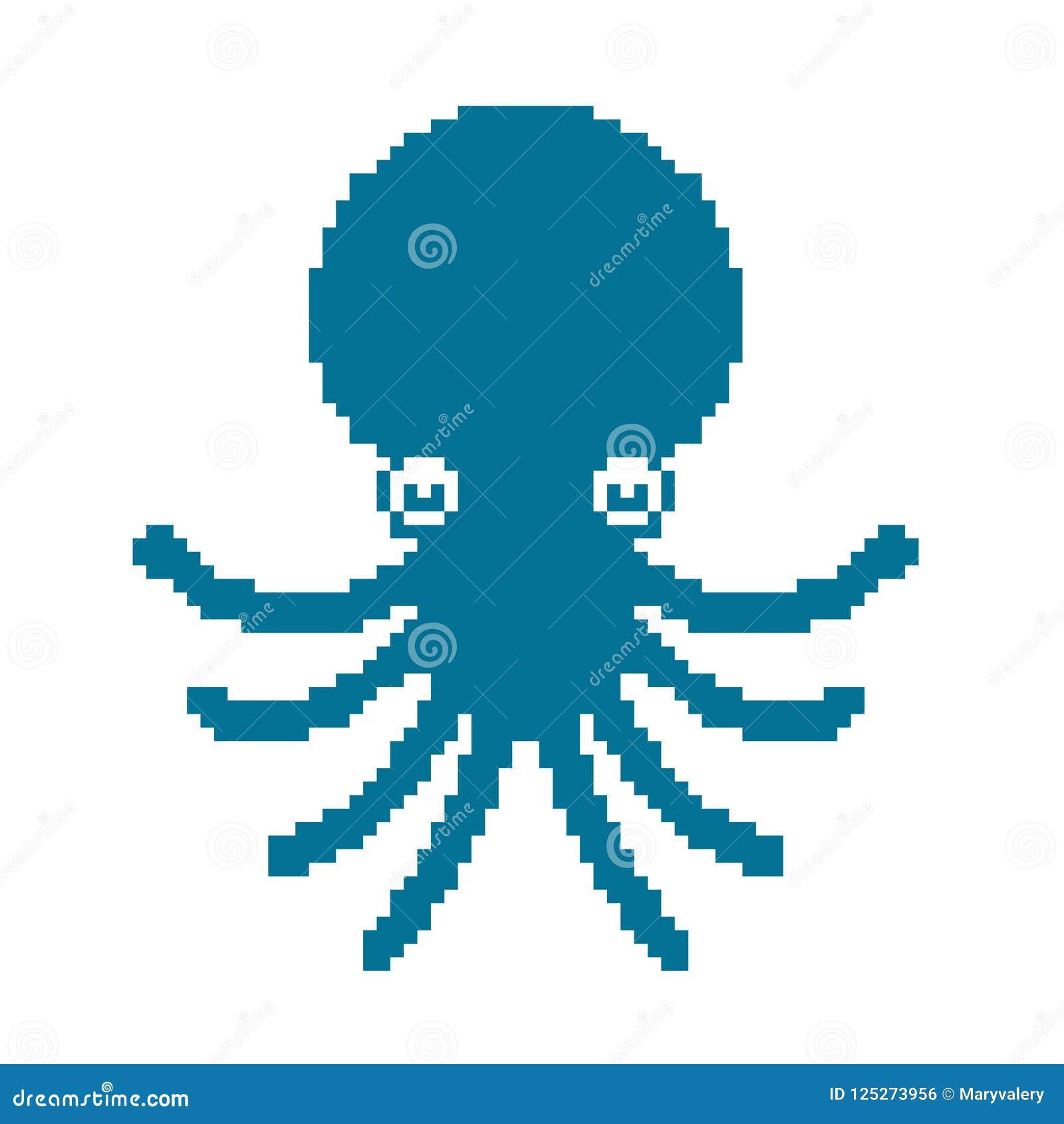 Octopus Pixel Art. Devilfish 8 Bit Stock Vector - Illustration of funny ...