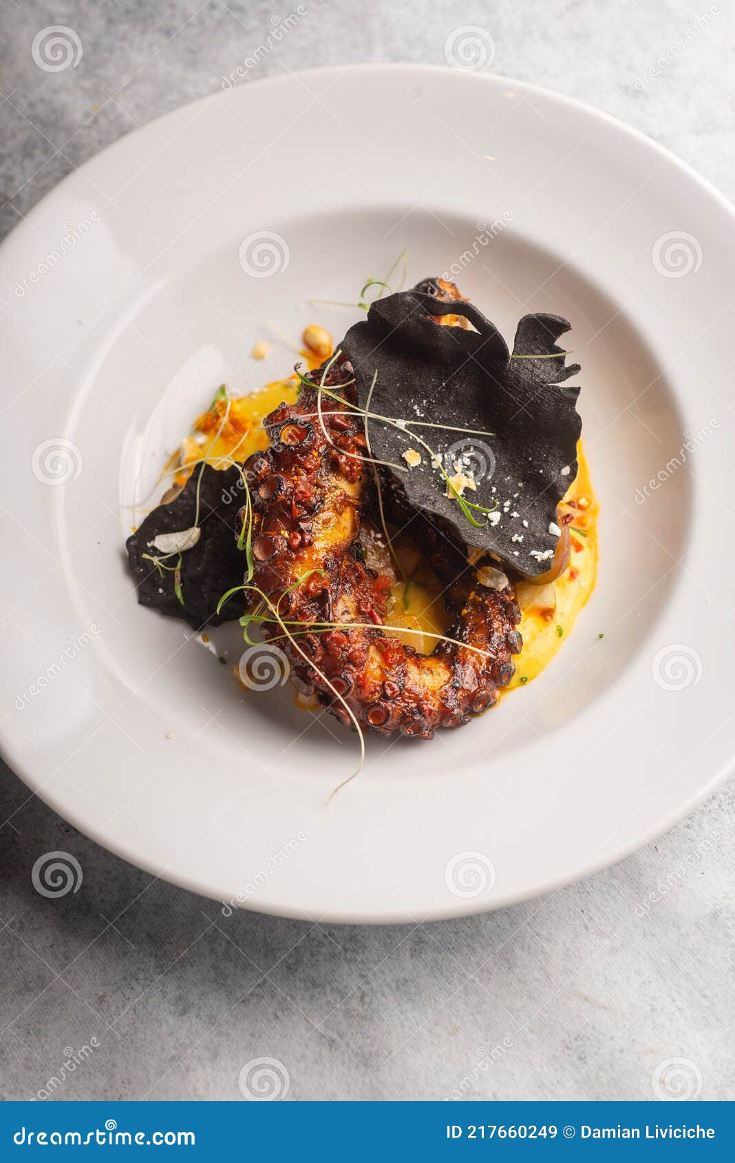 Octopus Plate in a Fine Dining Presentation Stock Image - Image of ...